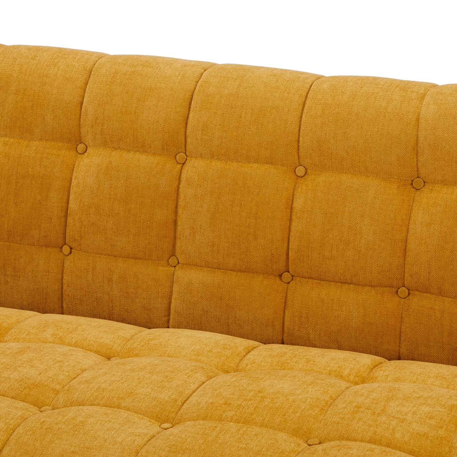 Yellow Tufted Fabric Sofa - Gil & Roy Props
