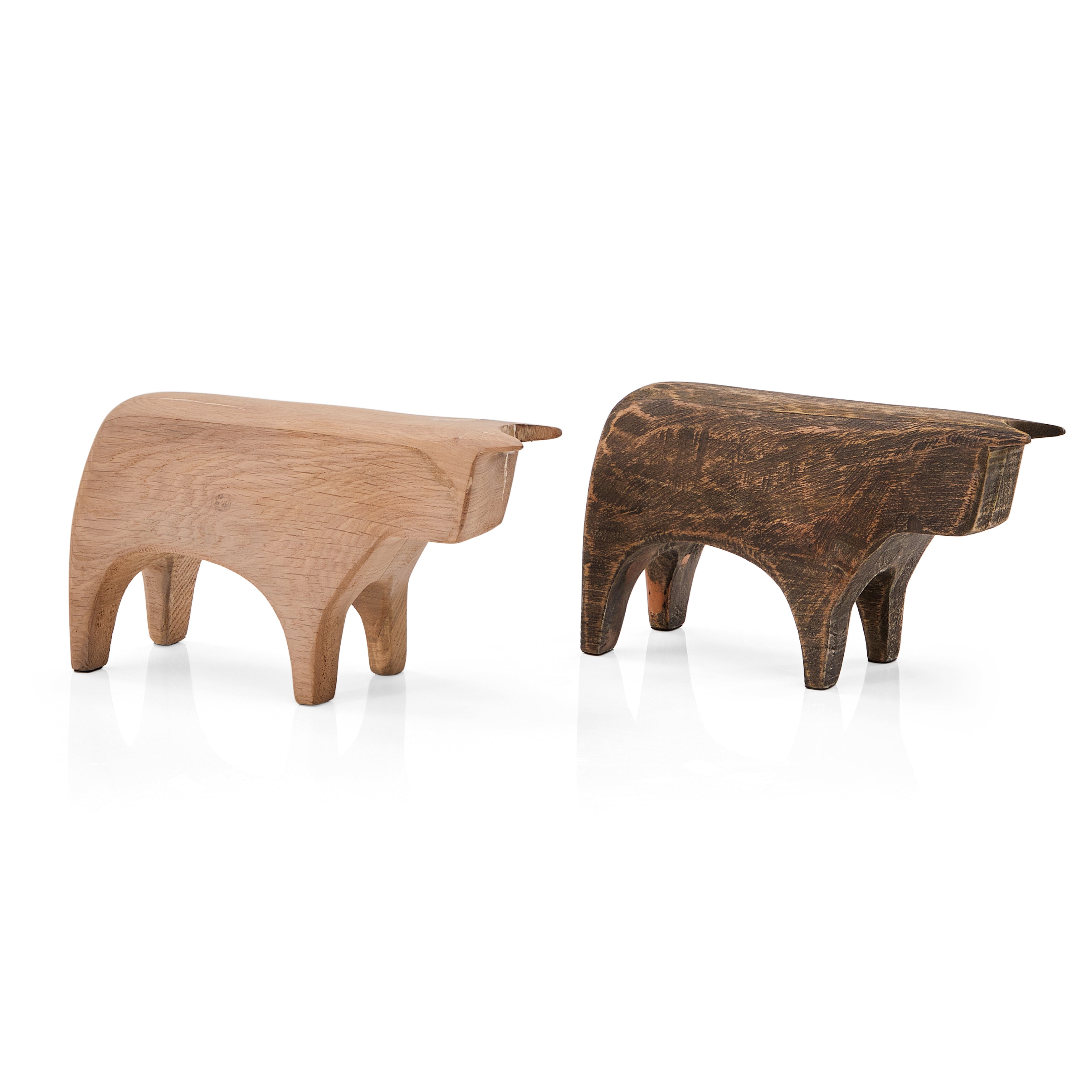 Wood Bull Table Sculpture Dark (A+D) - Gil & Roy Props