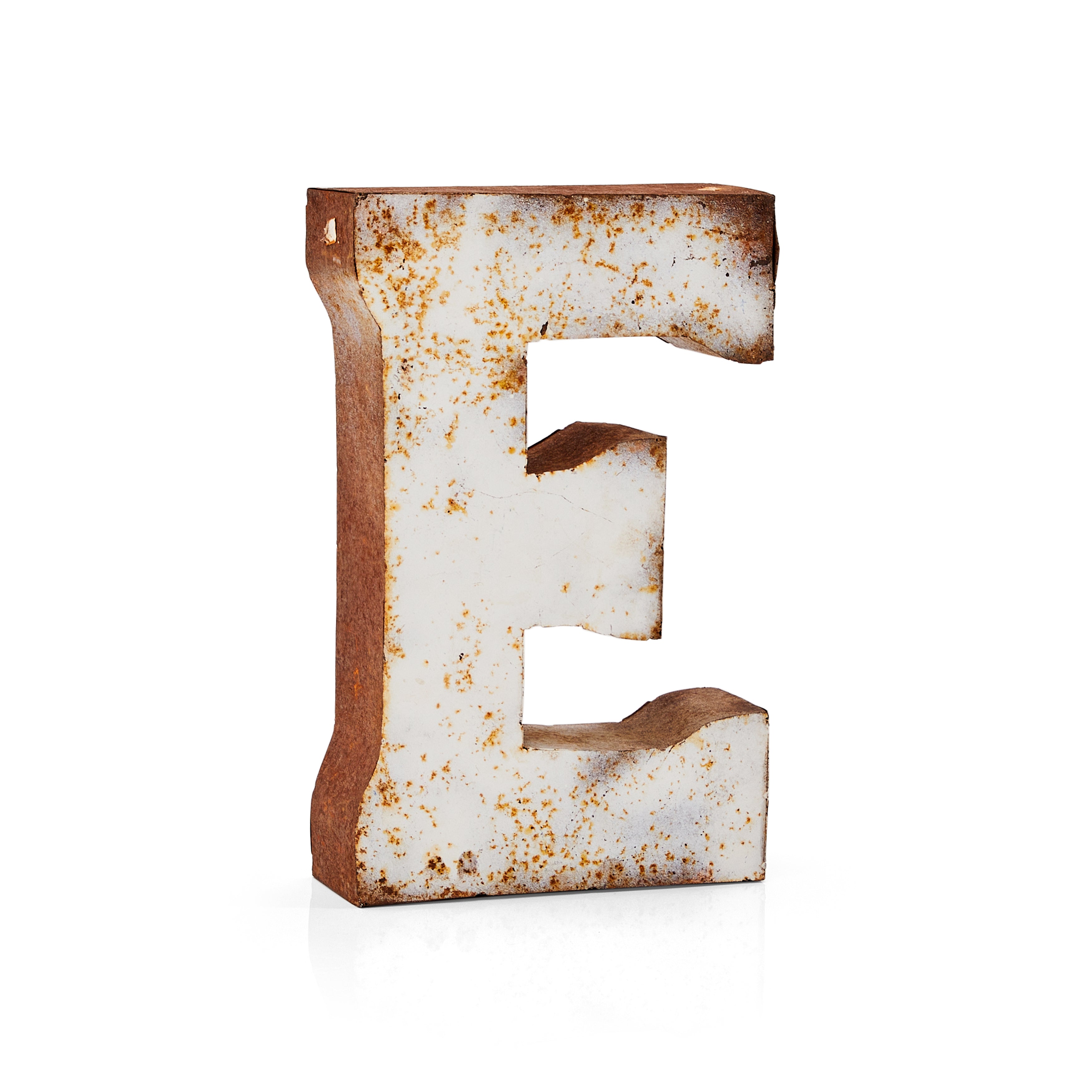 White Large Rustic Letter E (A+D) - Gil & Roy Props