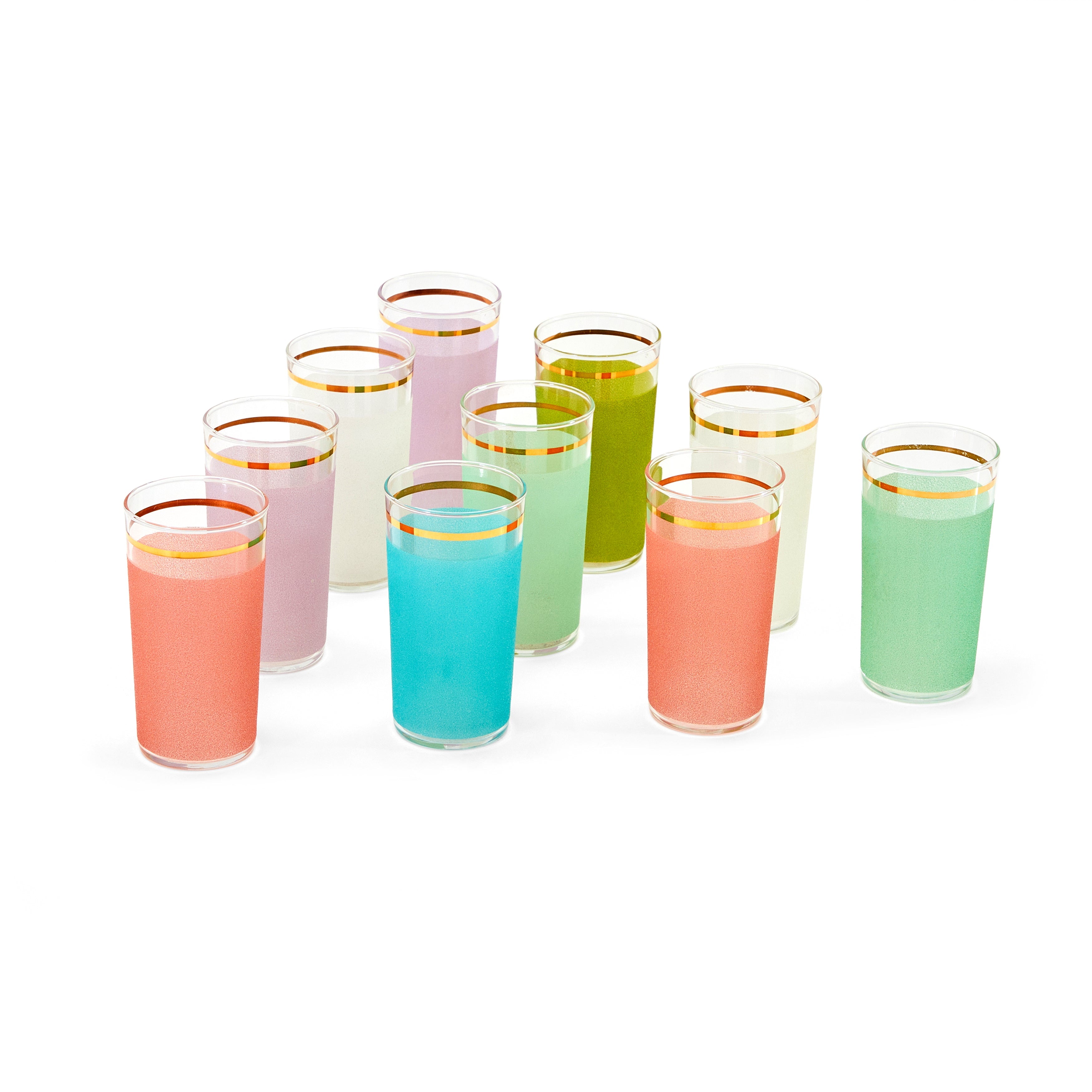 Orange Drinking Glass with Gold Band - Gil & Roy Props