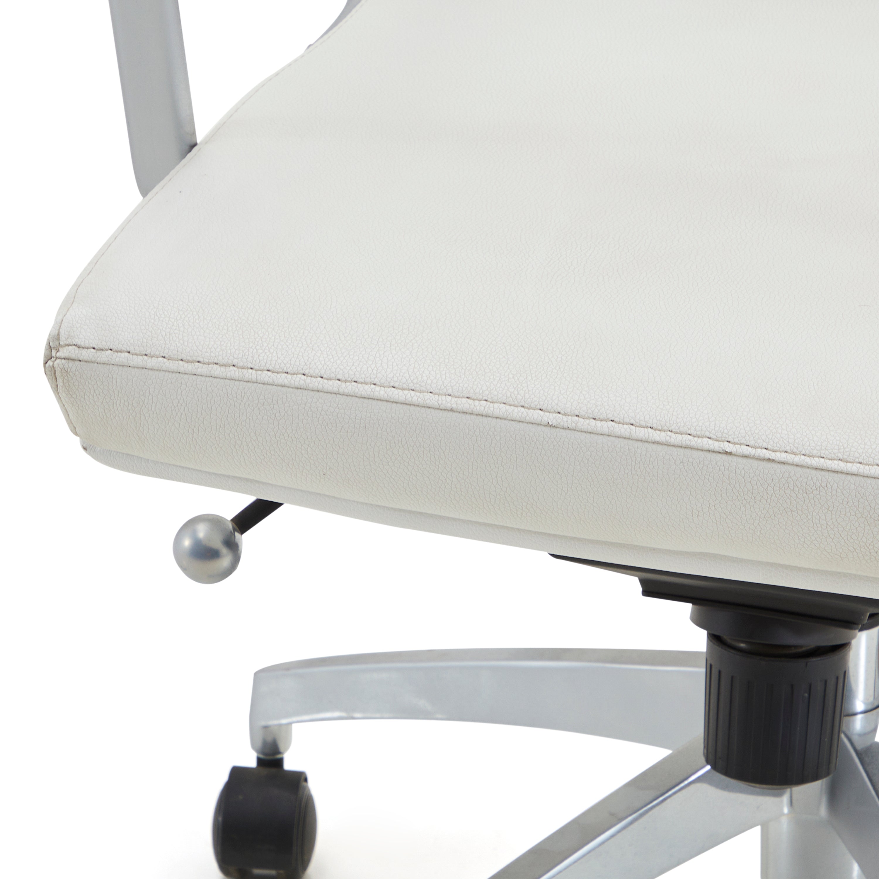 White Leather Two-Pad Rolling Office Chair - Gil & Roy Props