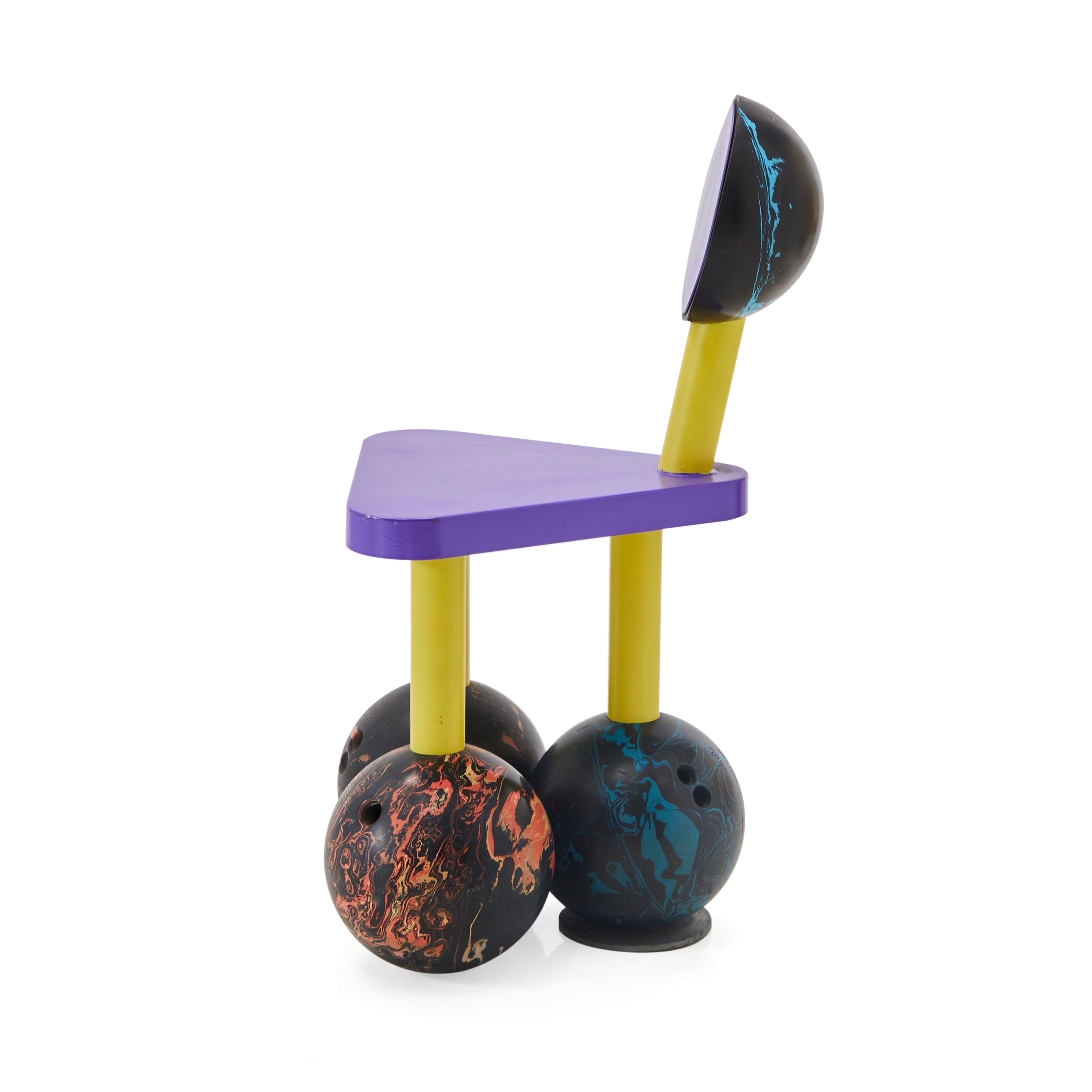 Purple & Yellow Memphis Style Bowling Ball Chair - Gil & Roy Props
