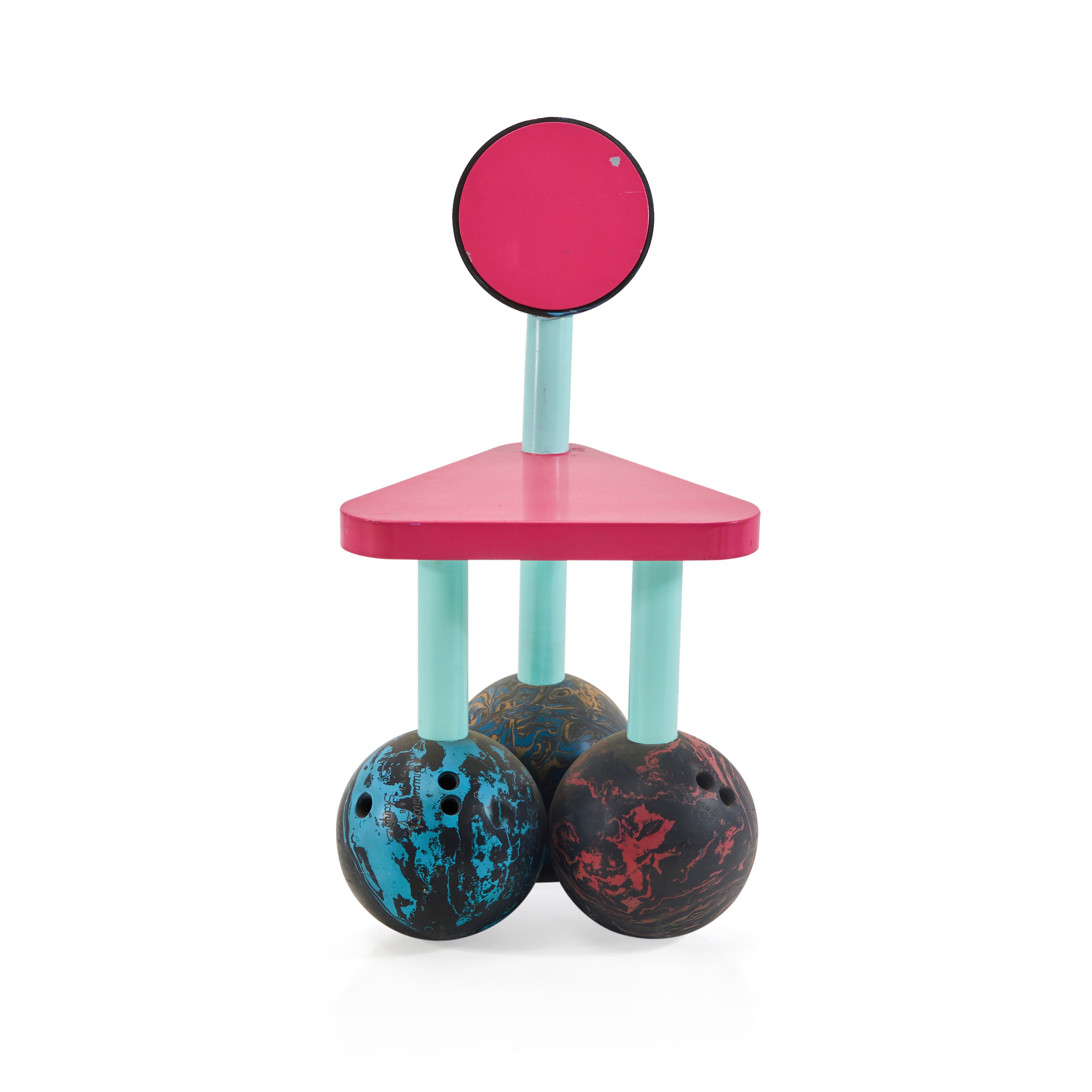Pink & Turquoise Memphis Style Bowling Ball Chair - Gil & Roy Props
