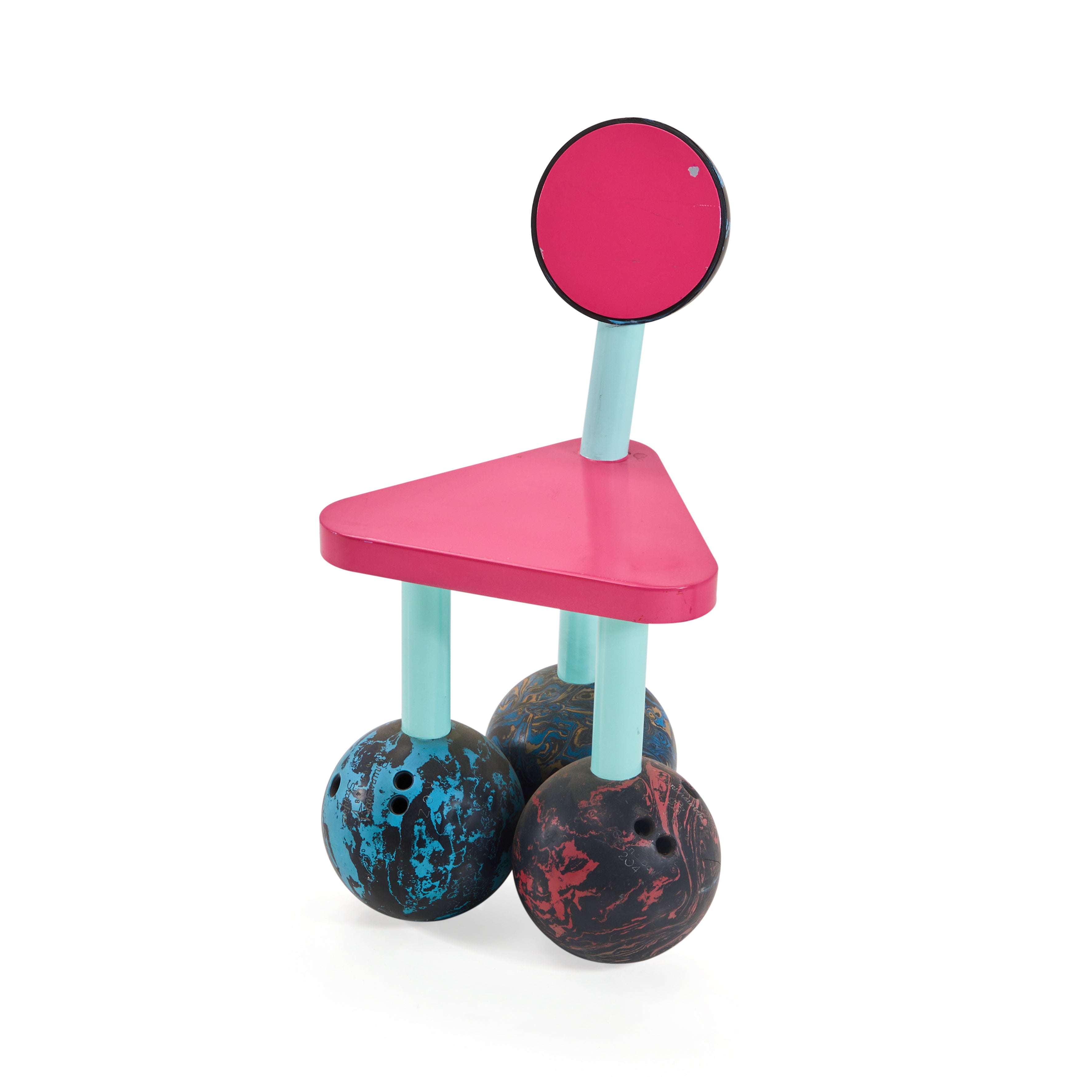Pink & Turquoise Memphis Style Bowling Ball Chair - Gil & Roy Props