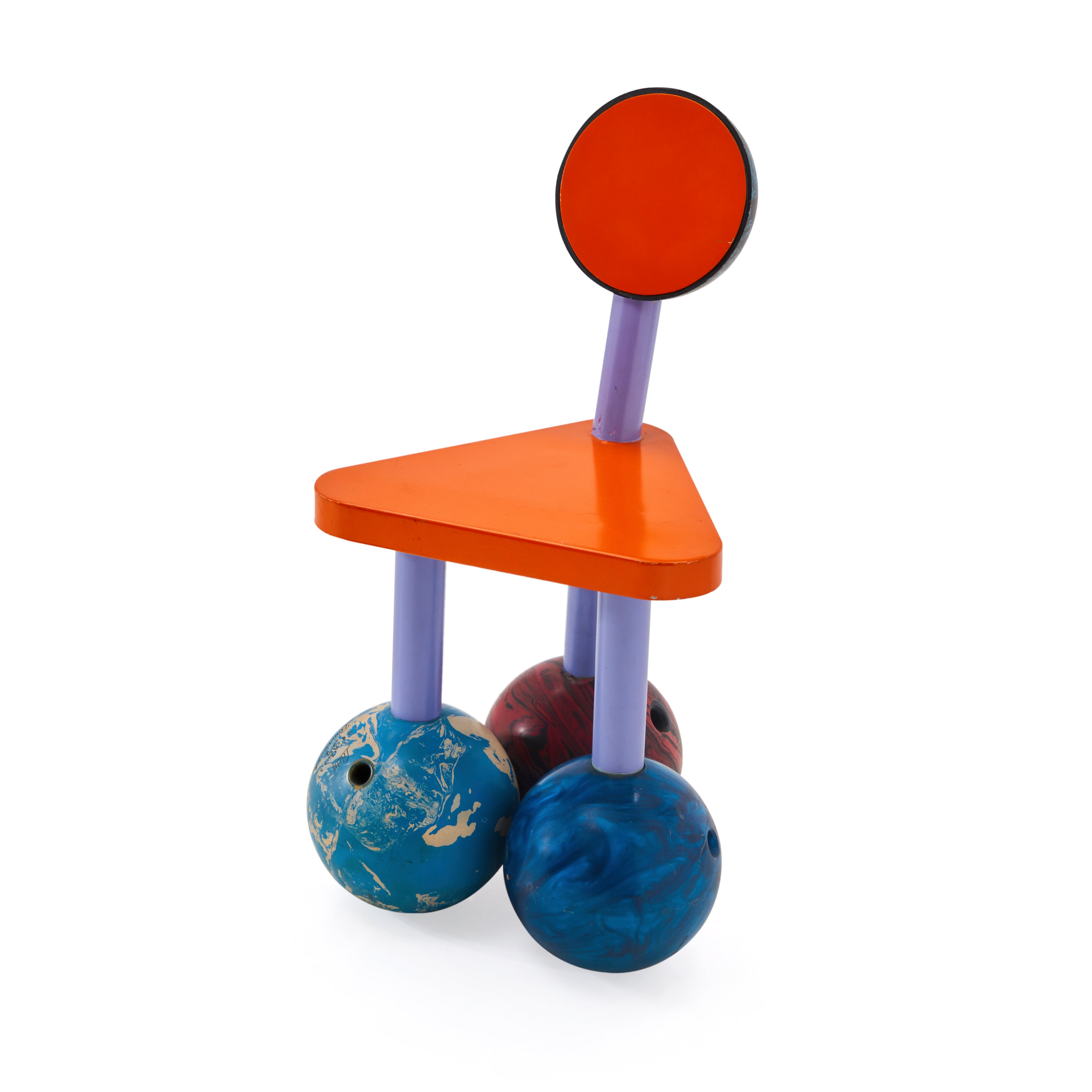Orange & Purple Memphis Style Bowling Ball Chair - Gil & Roy Props
