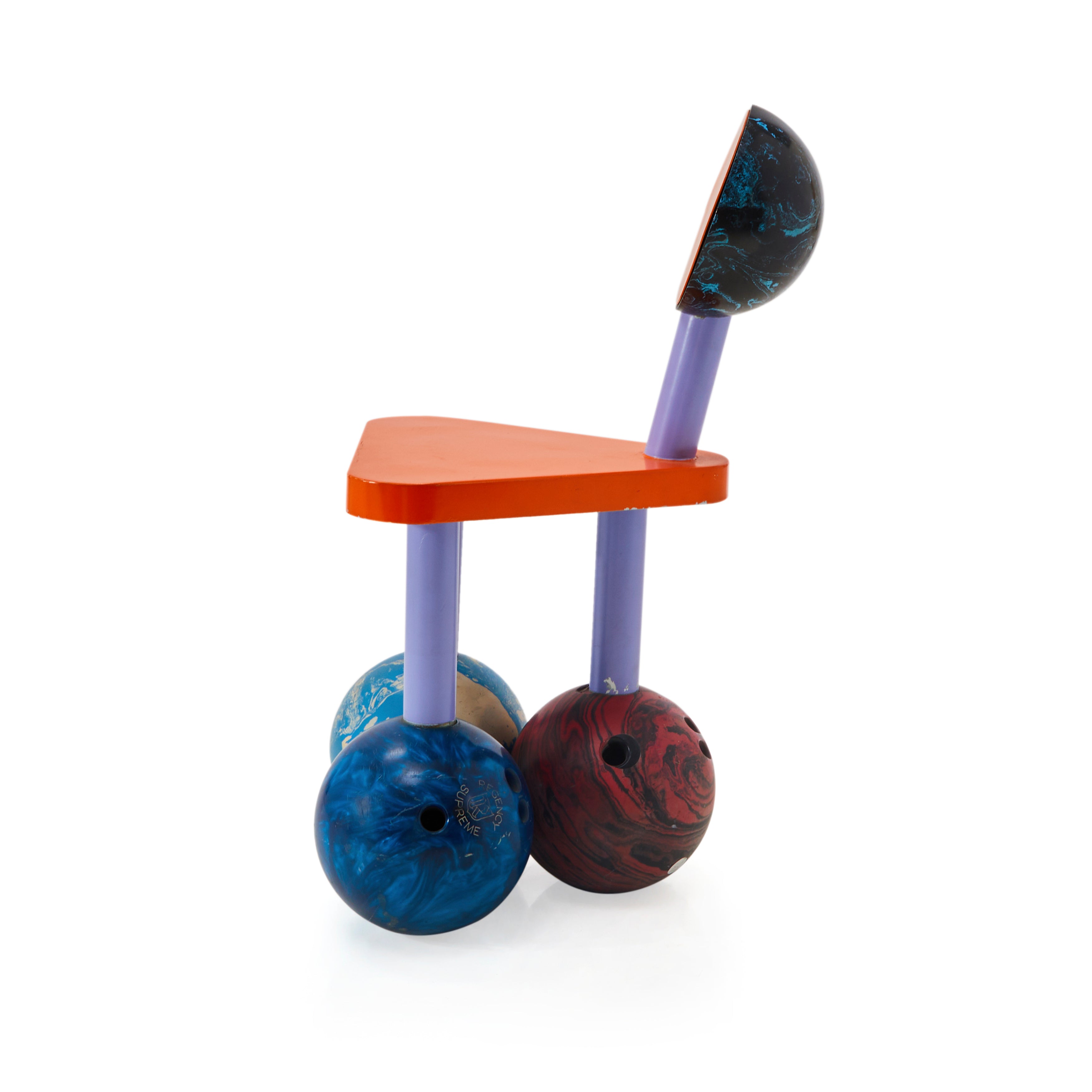 Orange & Purple Memphis Style Bowling Ball Chair - Gil & Roy Props