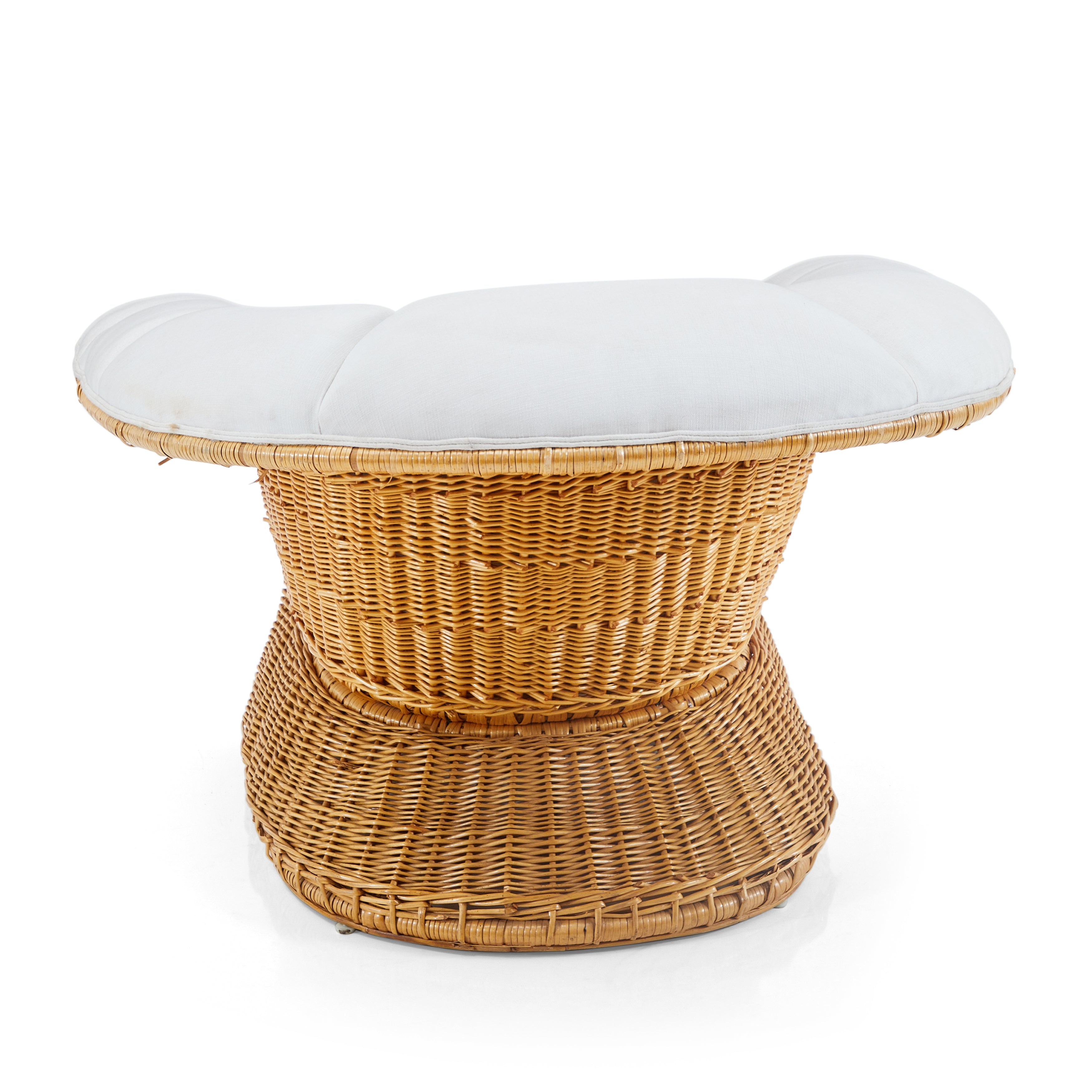 Wicker & White Shell Lounge Chair - Gil & Roy Props