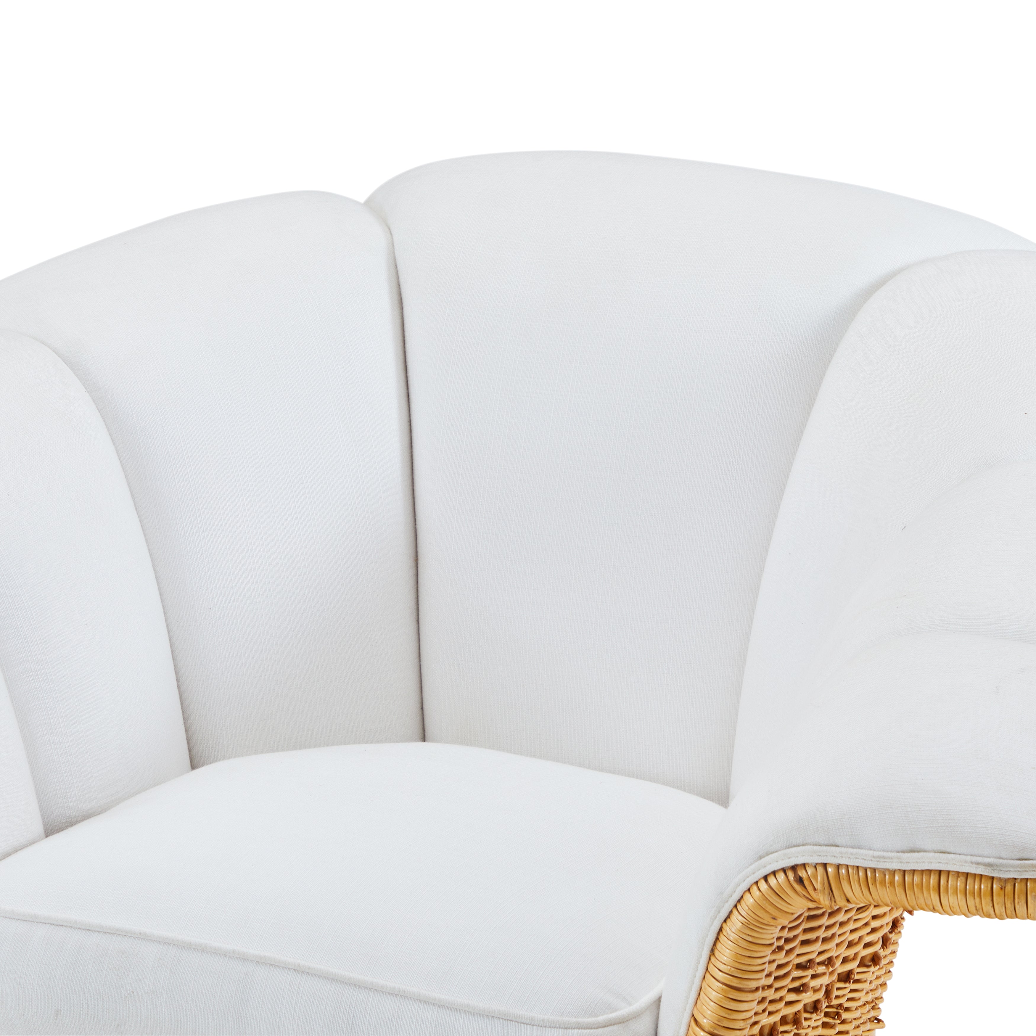 Wicker & White Shell Lounge Chair - Gil & Roy Props