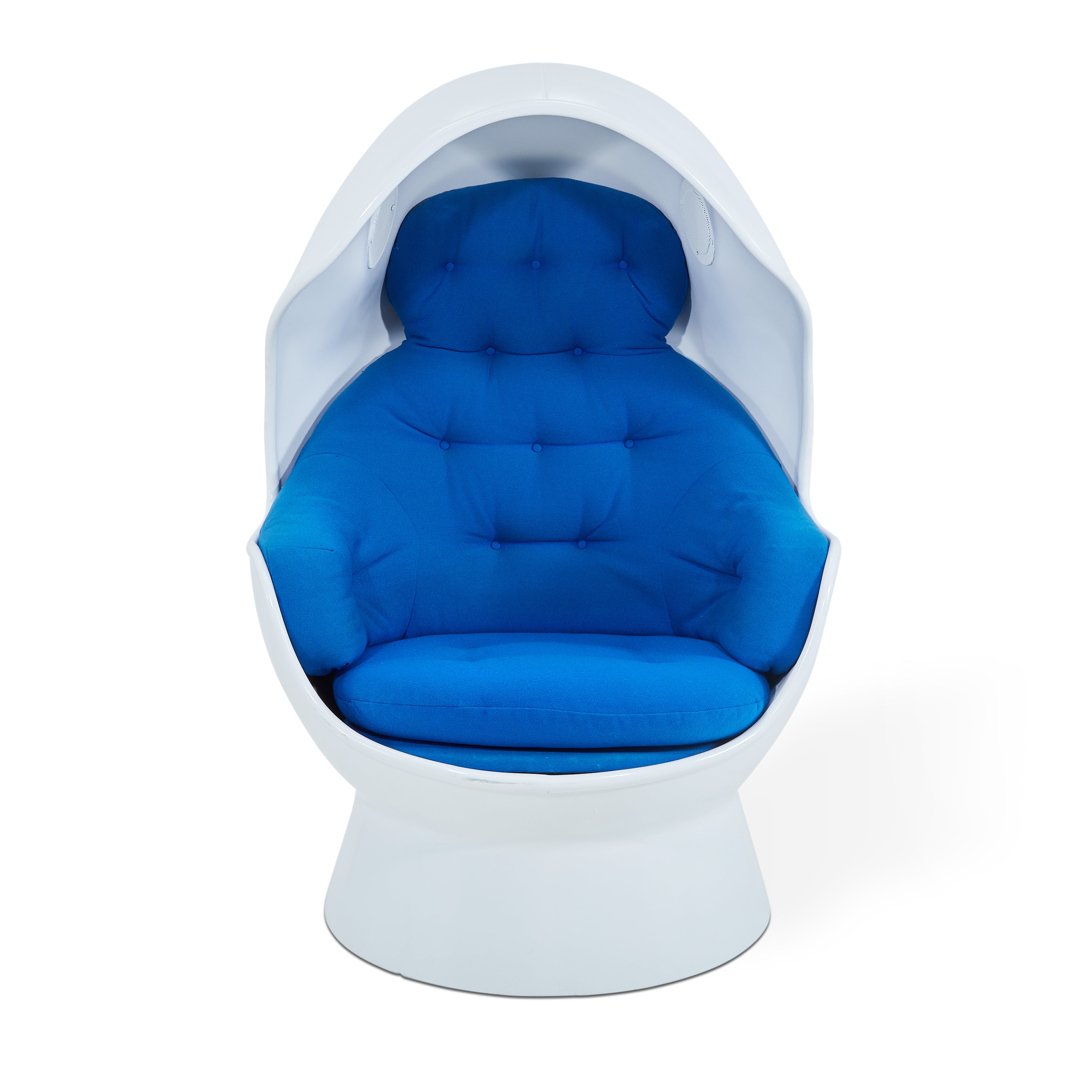 White & Blue Speaker Egg Chair - Gil & Roy Props