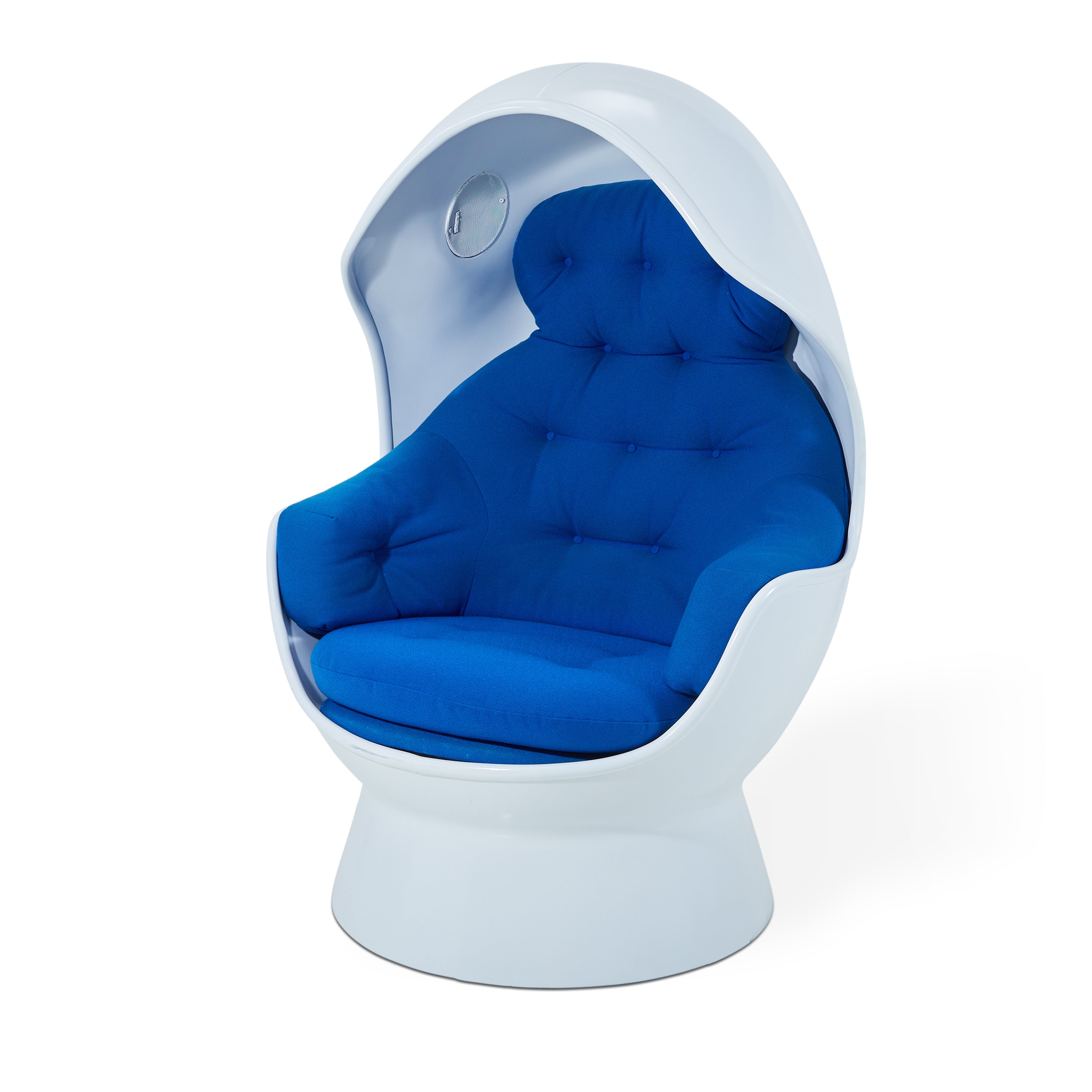 White & Blue Speaker Egg Chair - Gil & Roy Props