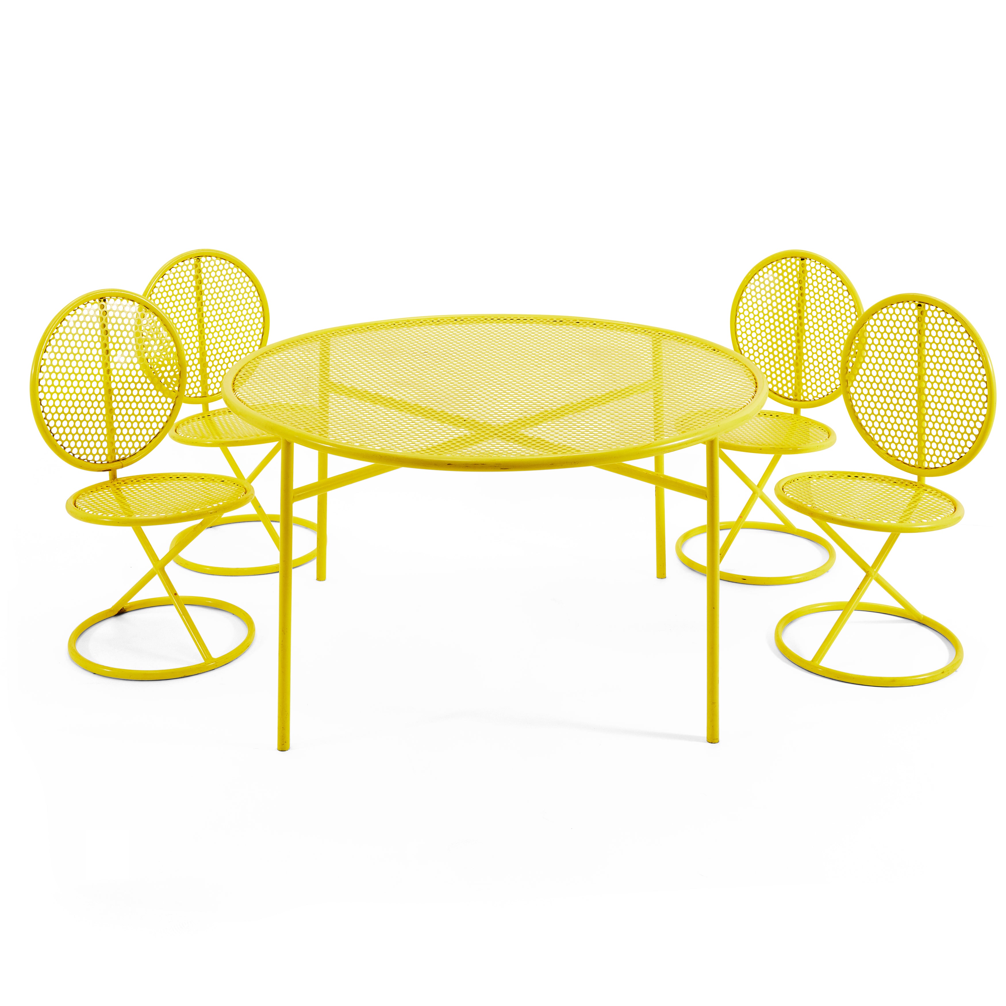 Yellow Outdoor Circular Metal Table - Gil & Roy Props