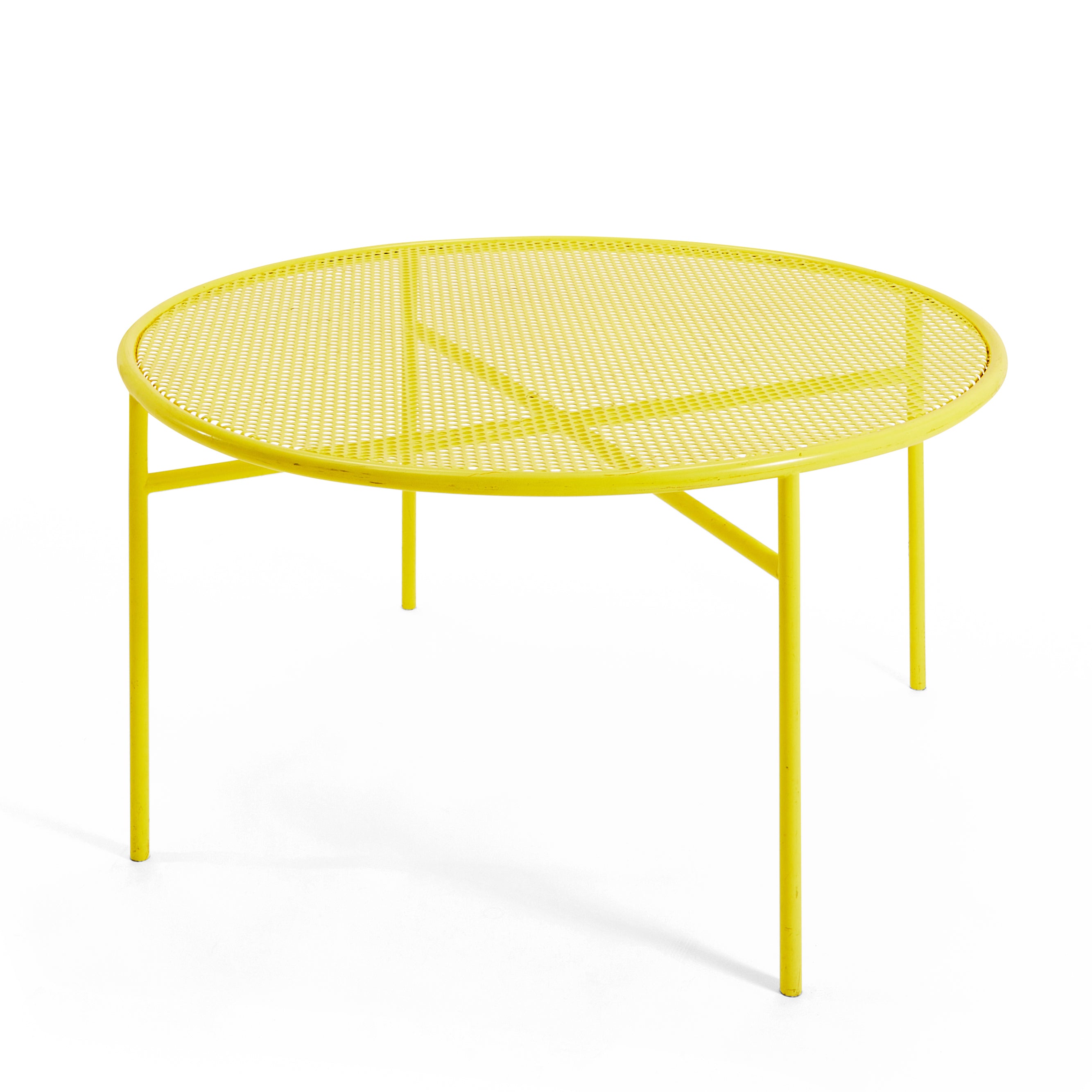 Yellow Outdoor Circular Metal Table - Gil & Roy Props