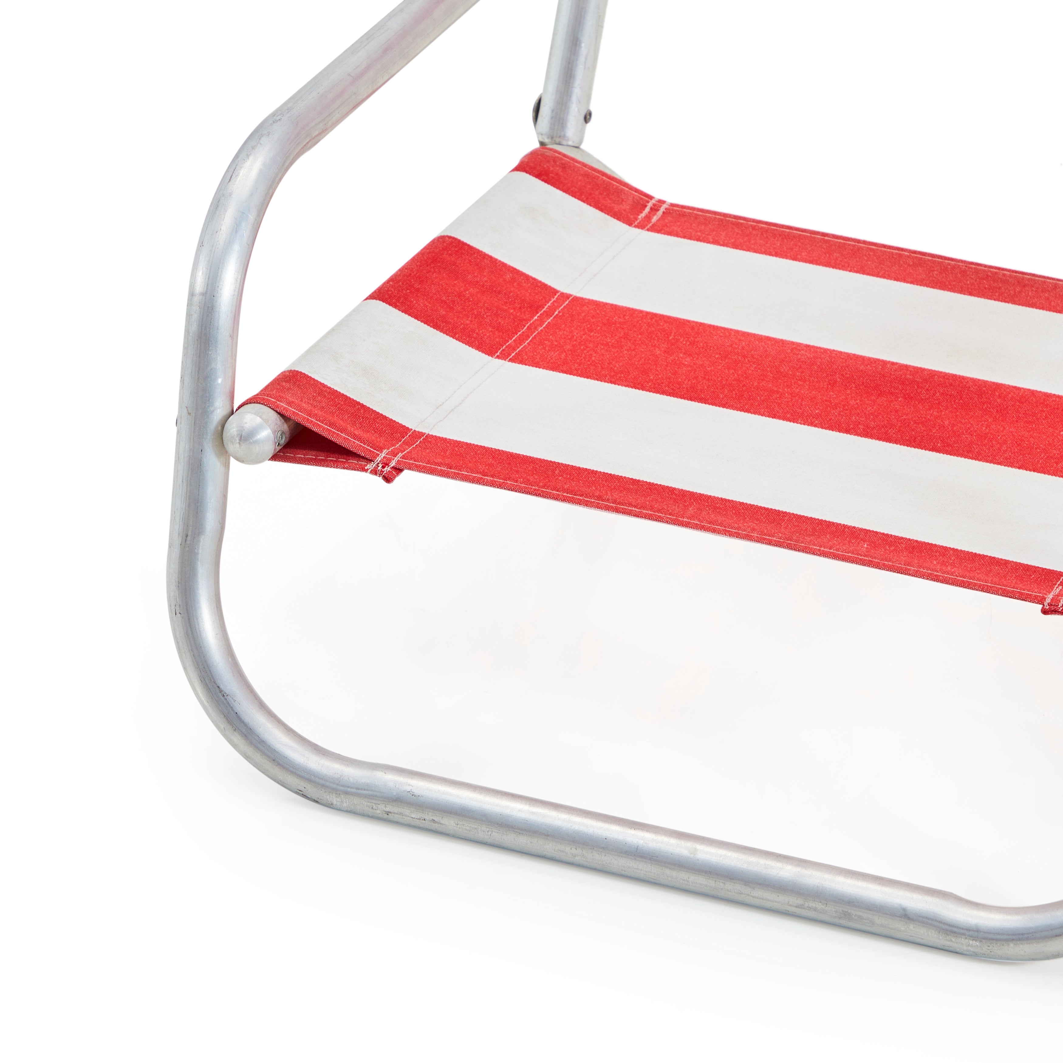 Red & White Striped Folding Beach Chair Low - Gil & Roy Props