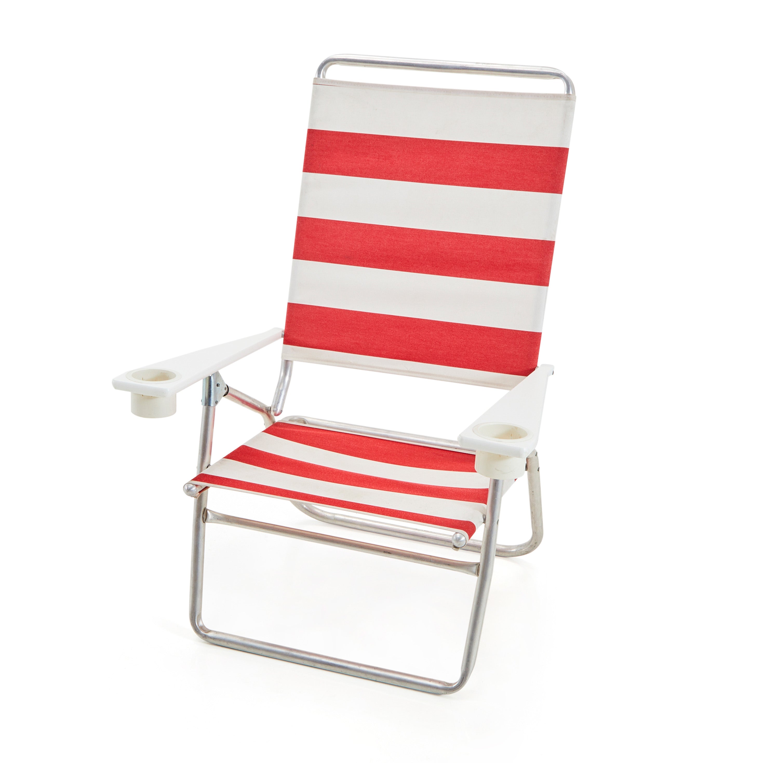 Red & White Striped Folding Beach Chair - Gil & Roy Props