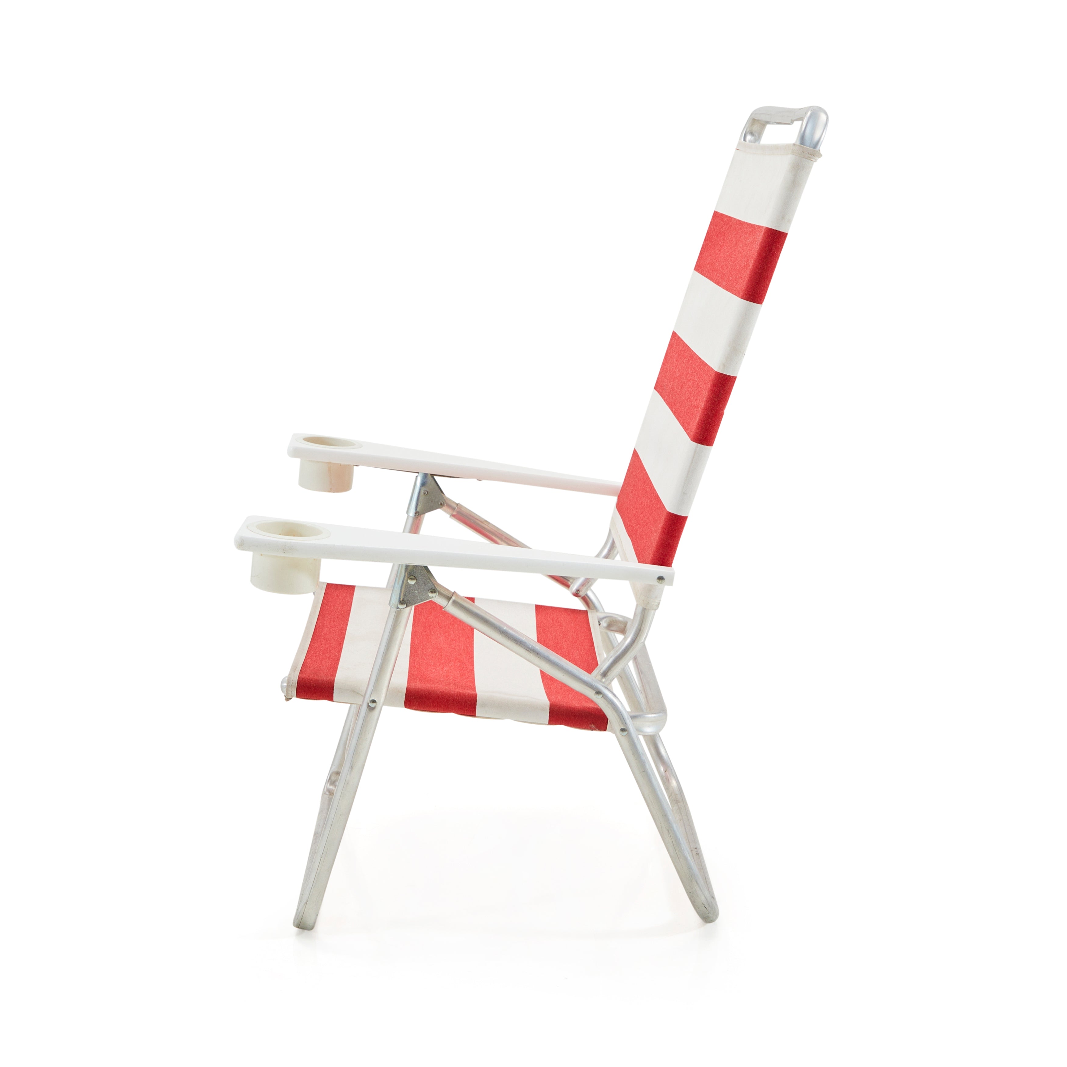 Red & White Striped Folding Beach Chair - Gil & Roy Props
