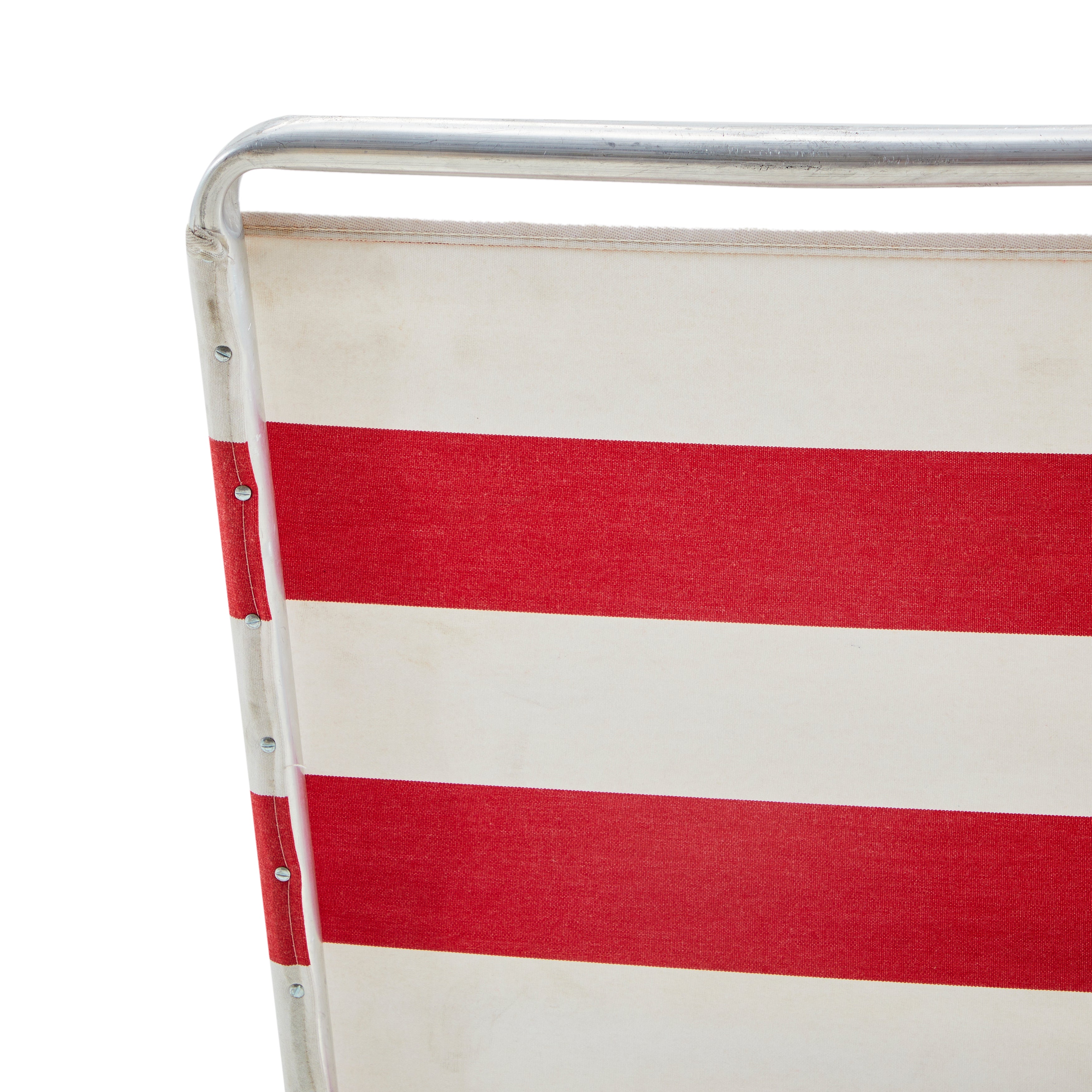 Red & White Striped Folding Beach Chair - Gil & Roy Props
