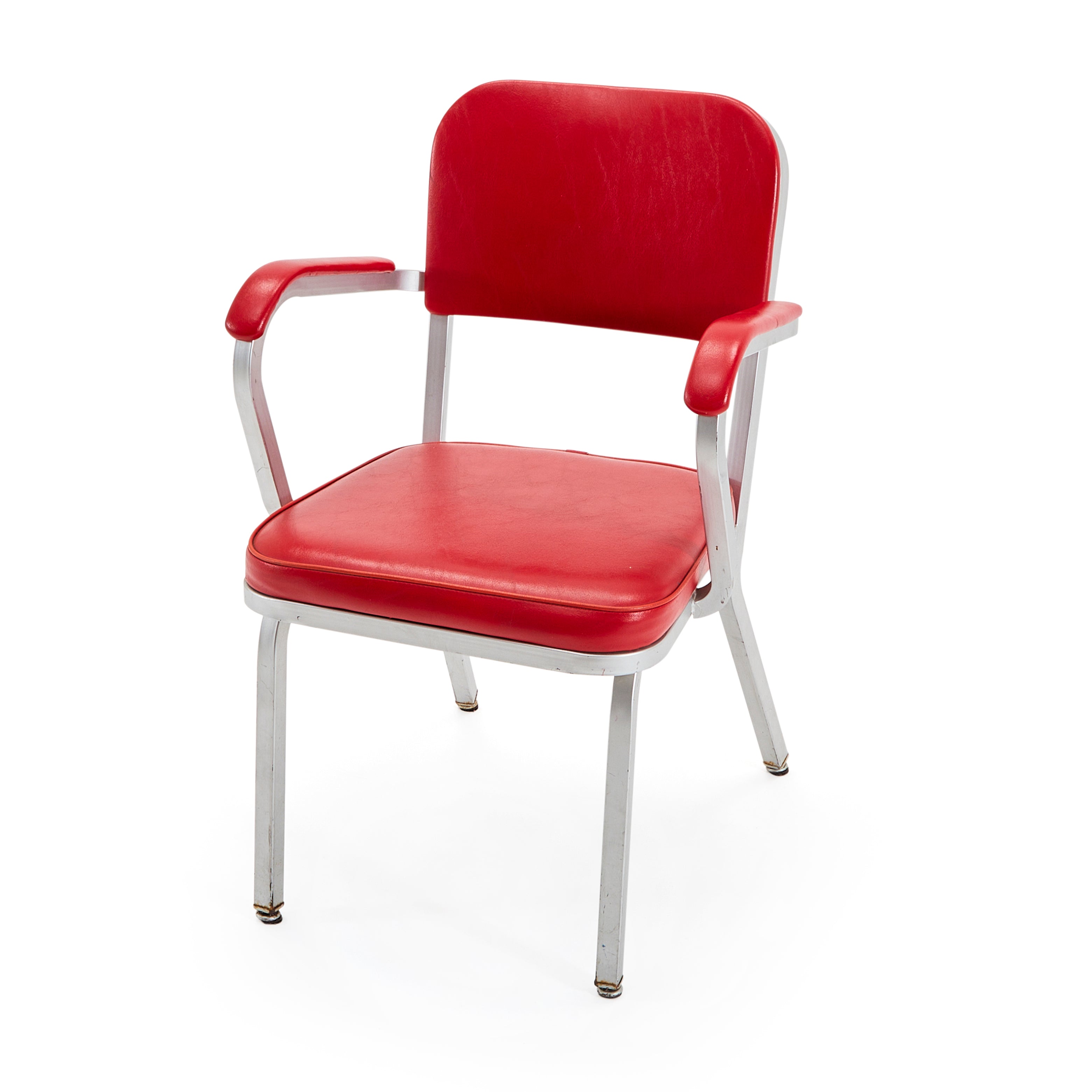 Red Vinyl Aluminum Arm Chair - Gil & Roy Props