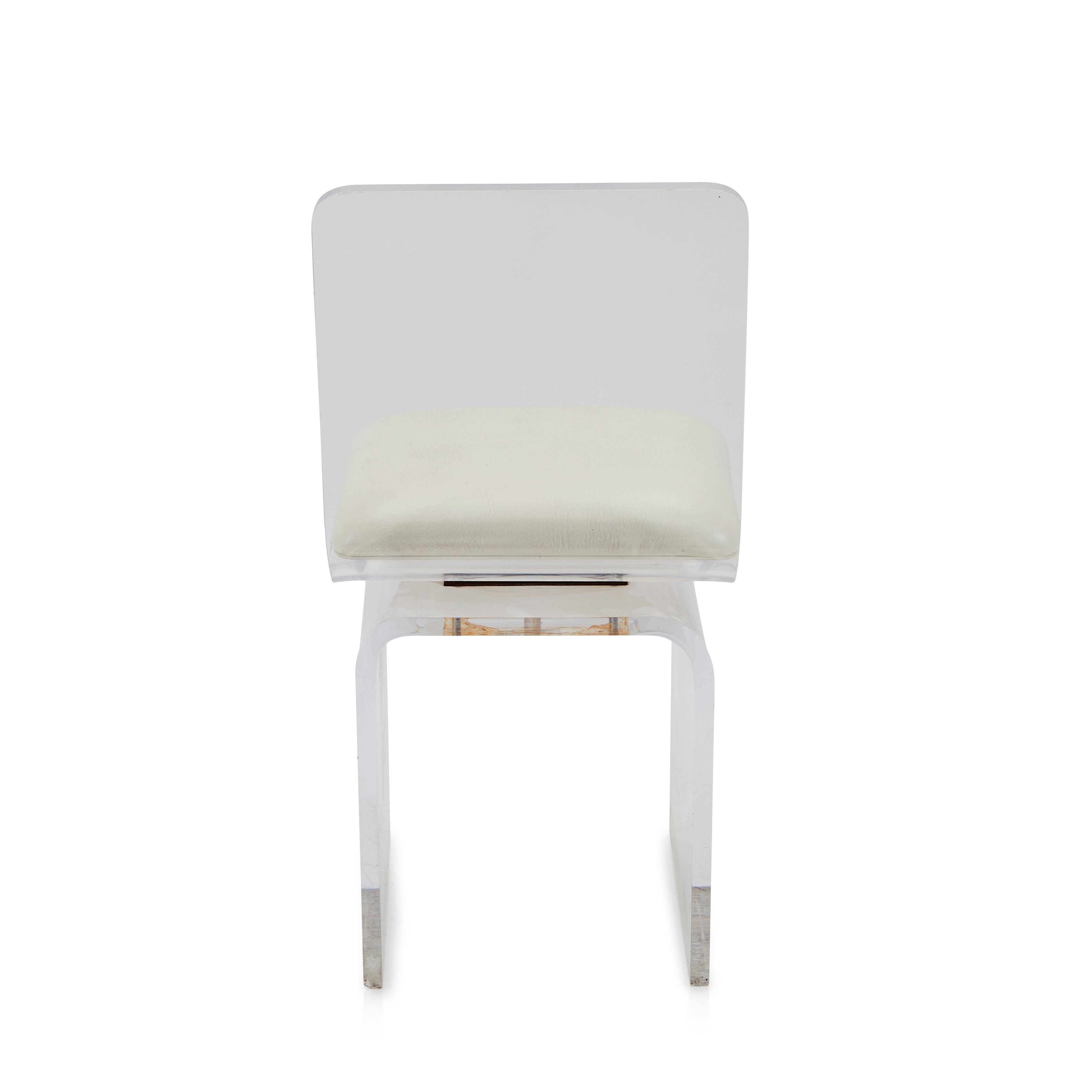 Lucite & White Leather Modern Swivel Chair - Gil & Roy Props
