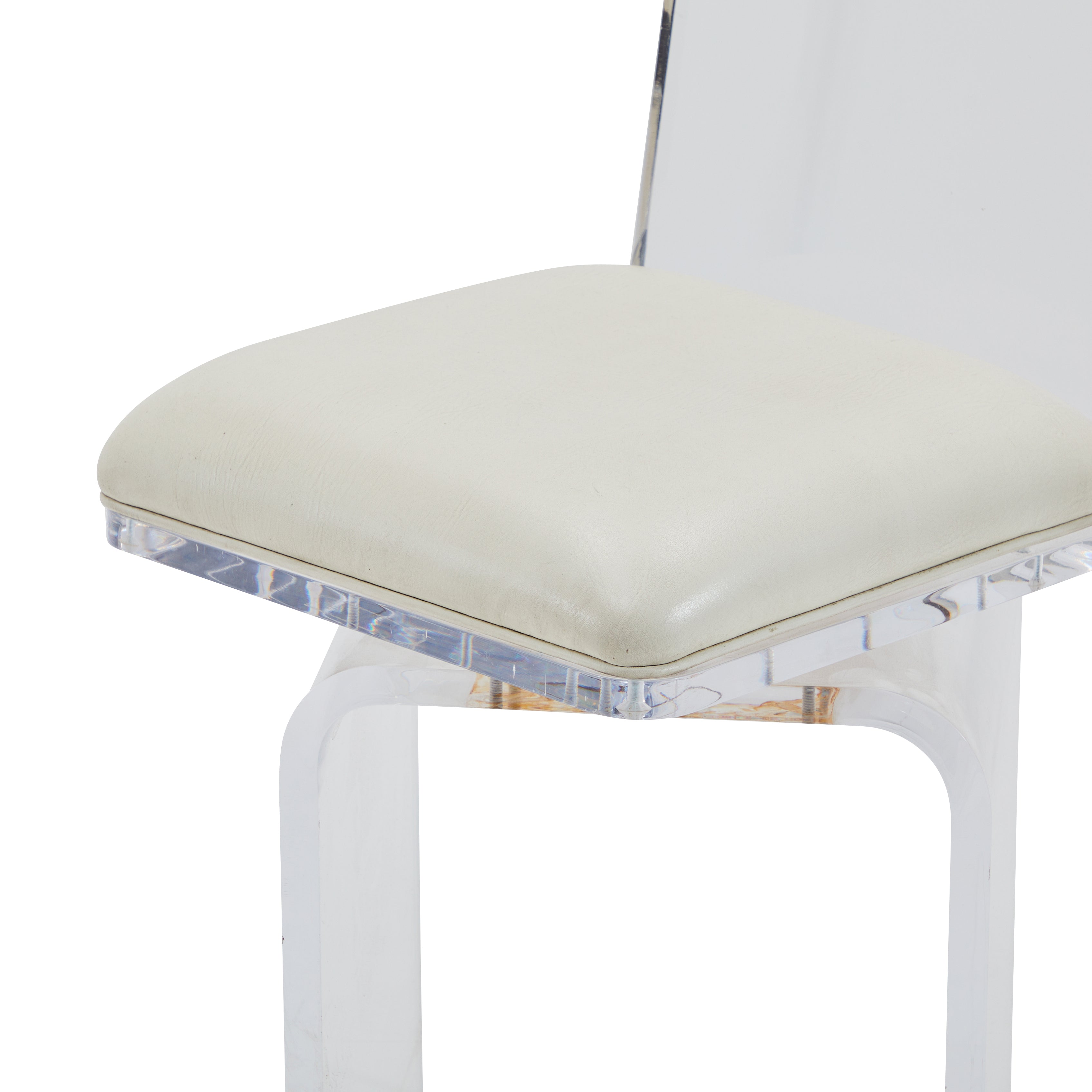 Lucite & White Leather Modern Swivel Chair - Gil & Roy Props