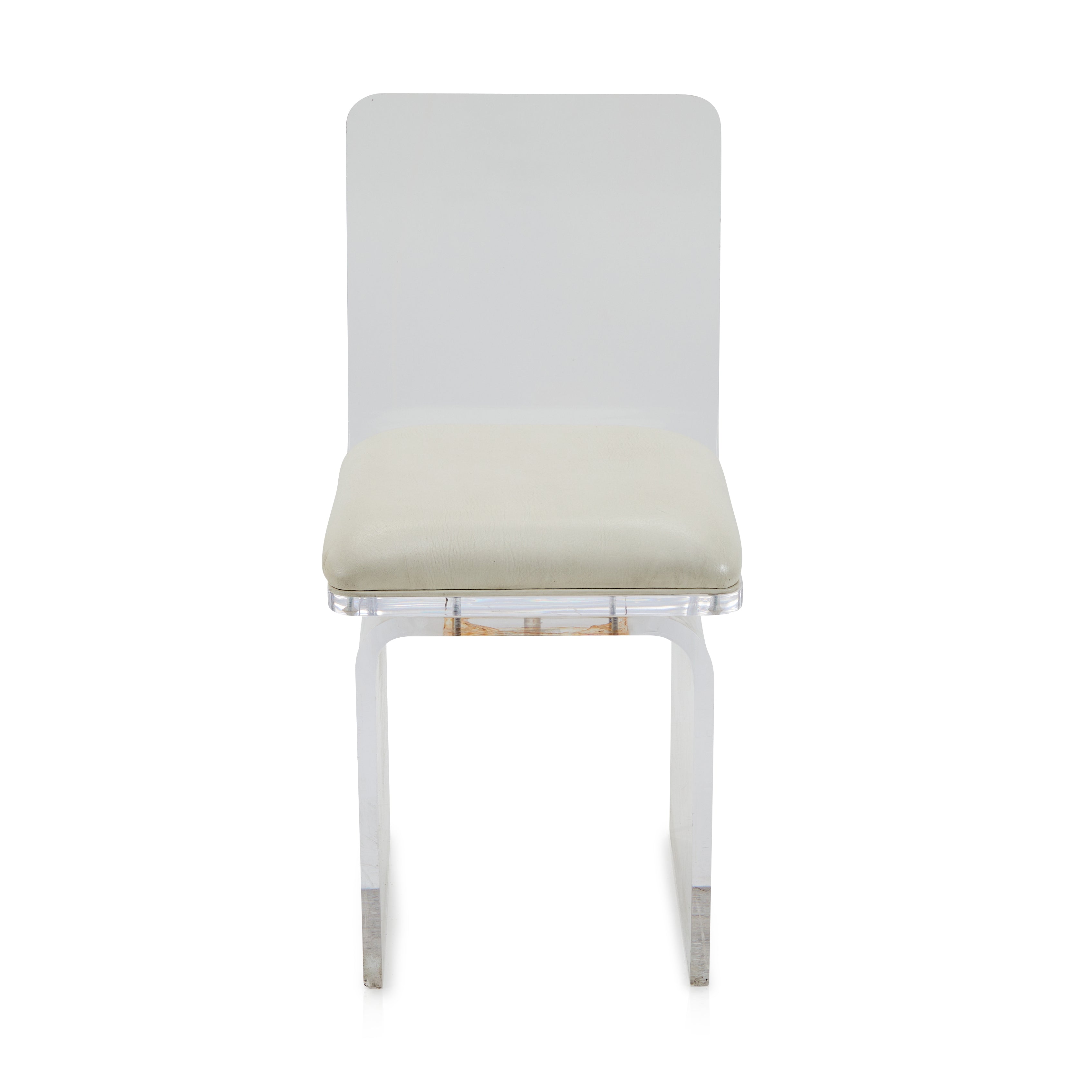 Lucite & White Leather Modern Swivel Chair - Gil & Roy Props