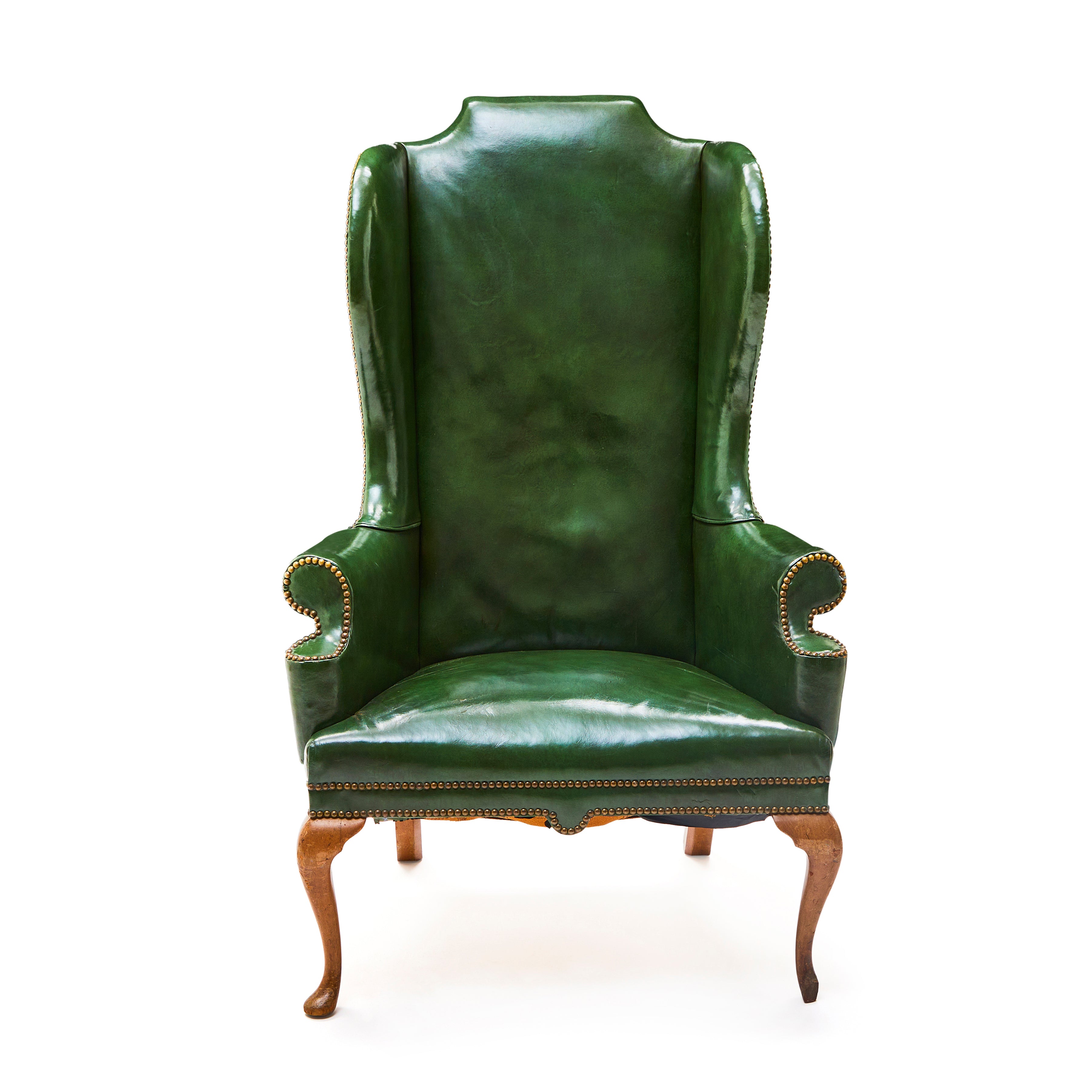 Green Leather Wingback Arm Chair - Gil & Roy Props