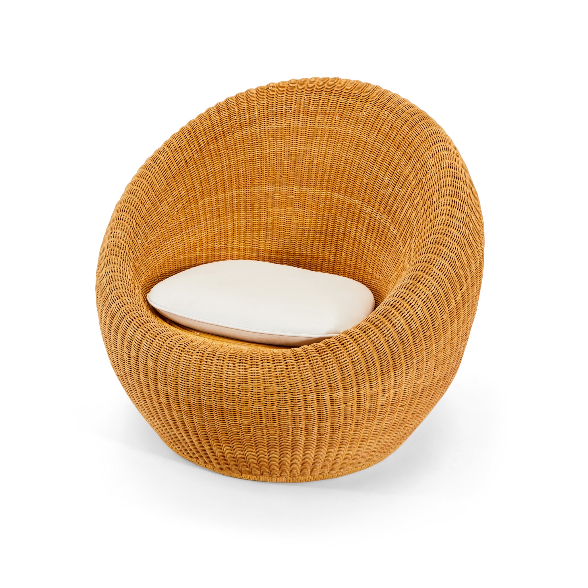 Wicker Modern Round Palla Barrel Outdoor Lounge Chair - Gil & Roy Props