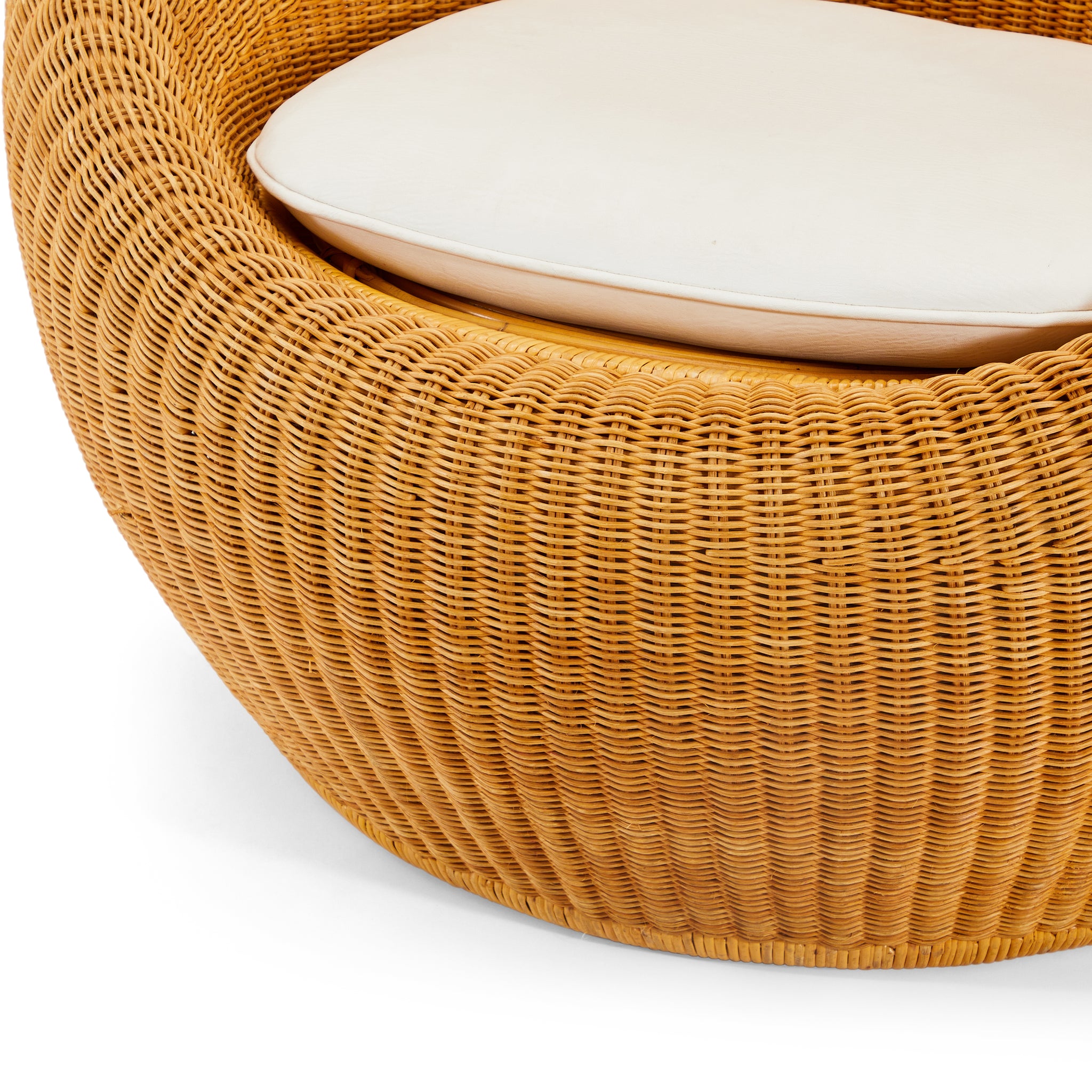 Wicker Modern Round Palla Barrel Outdoor Lounge Chair - Gil & Roy Props