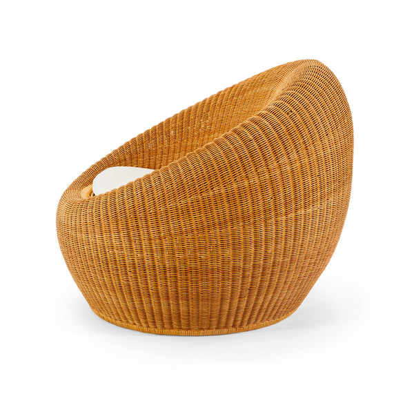 Wicker Modern Round Palla Barrel Outdoor Lounge Chair - Gil & Roy Props