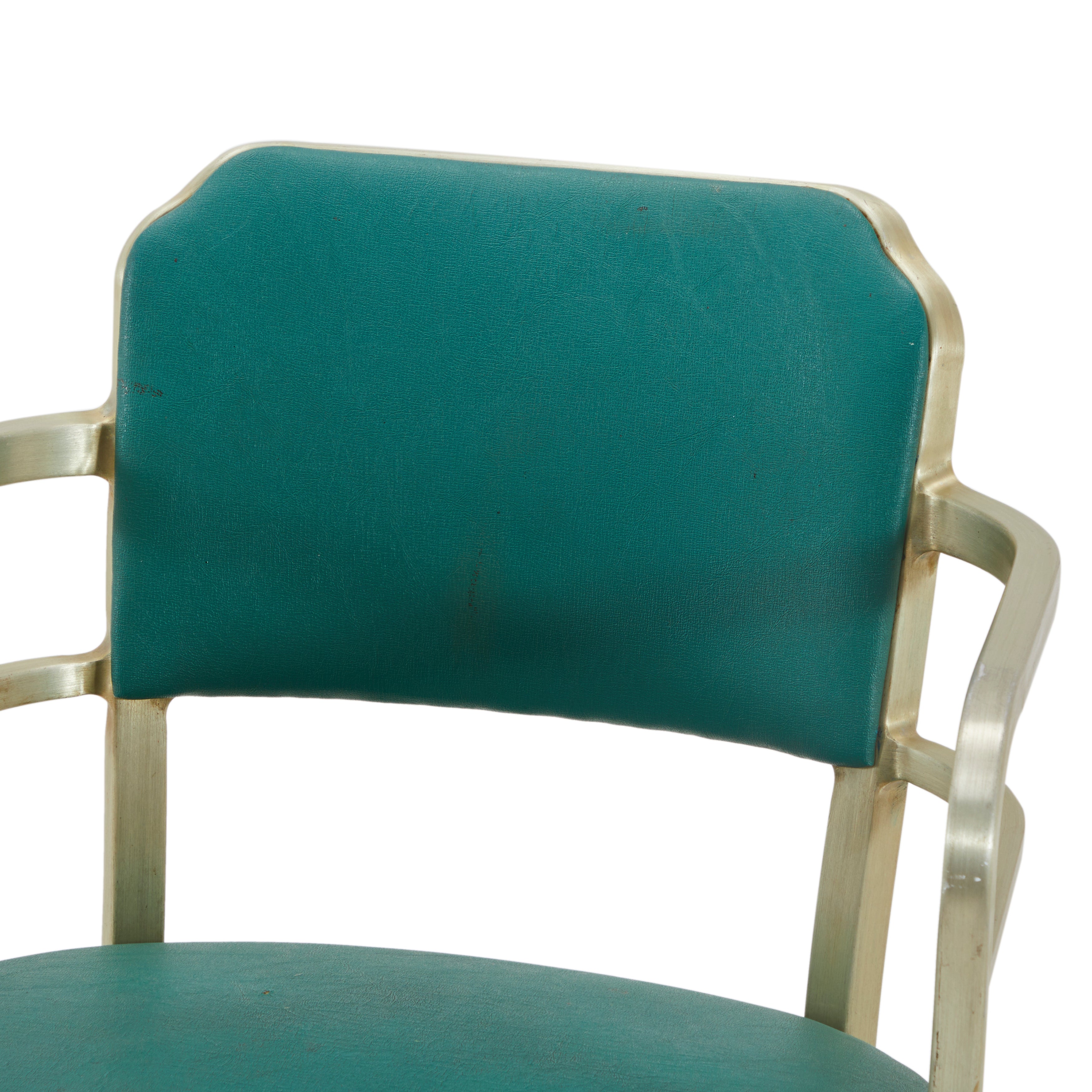 Green Turquoise Leather & Aluminum Arm Chair - Gil & Roy Props
