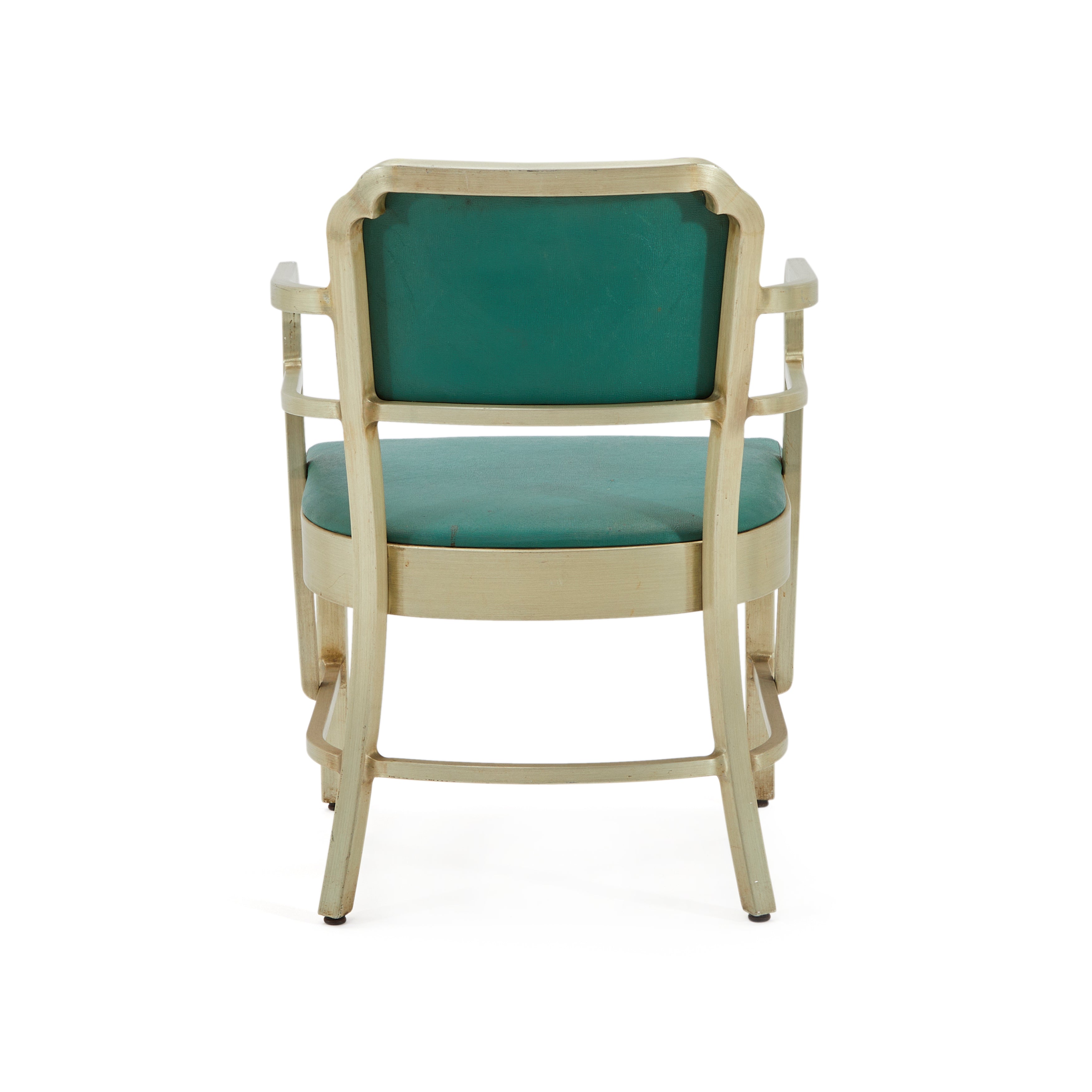 Green Turquoise Leather & Aluminum Arm Chair - Gil & Roy Props