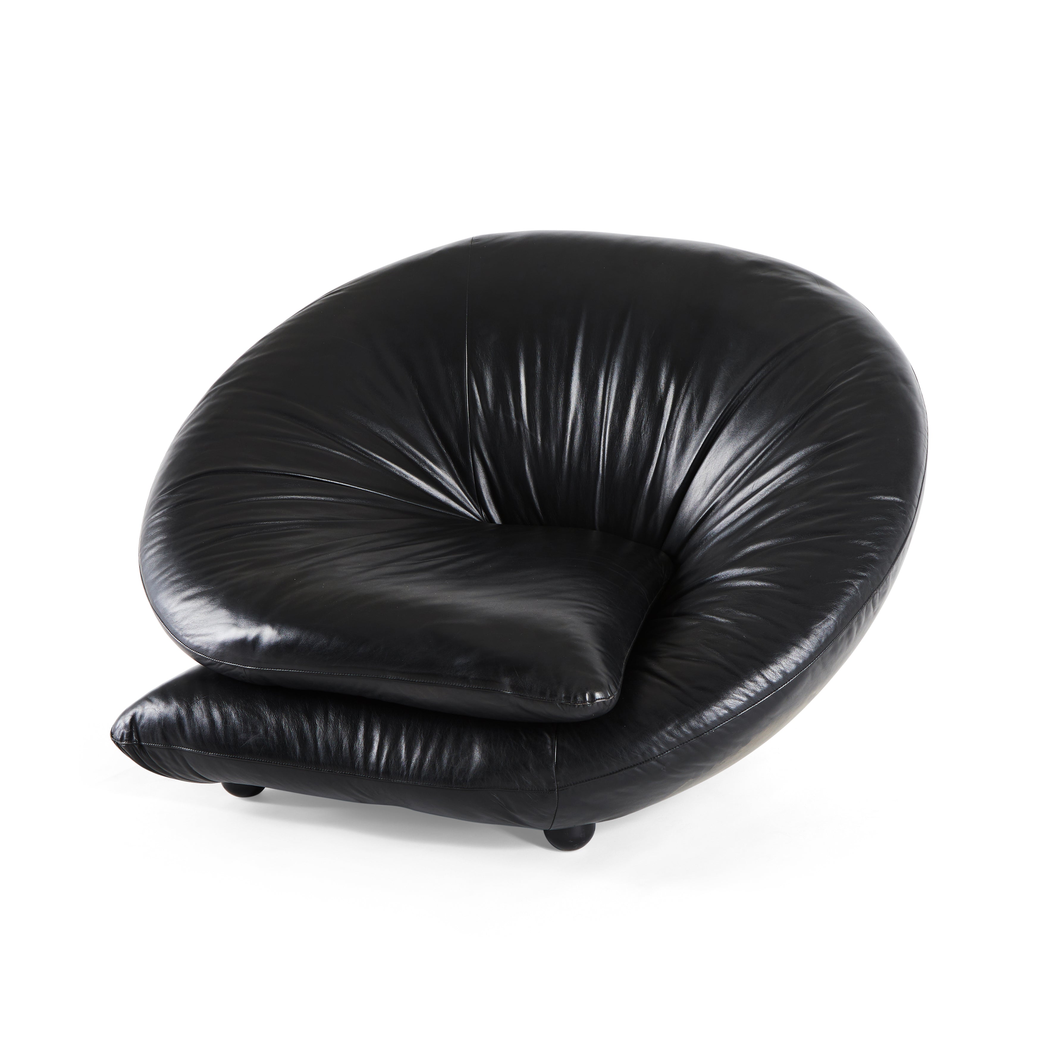 Black Leather Modern Swirl Chair - Gil & Roy Props