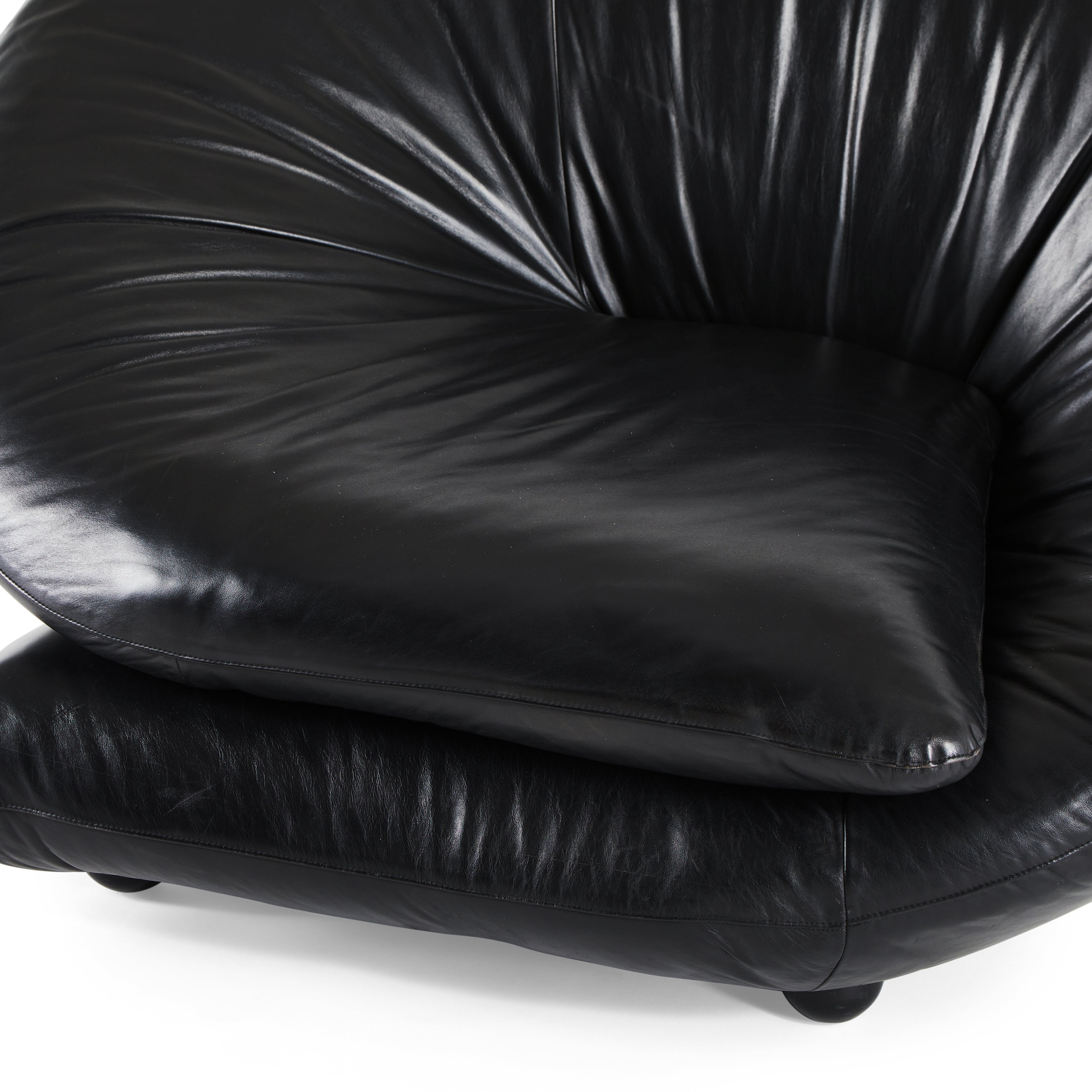 Black Leather Modern Swirl Chair - Gil & Roy Props