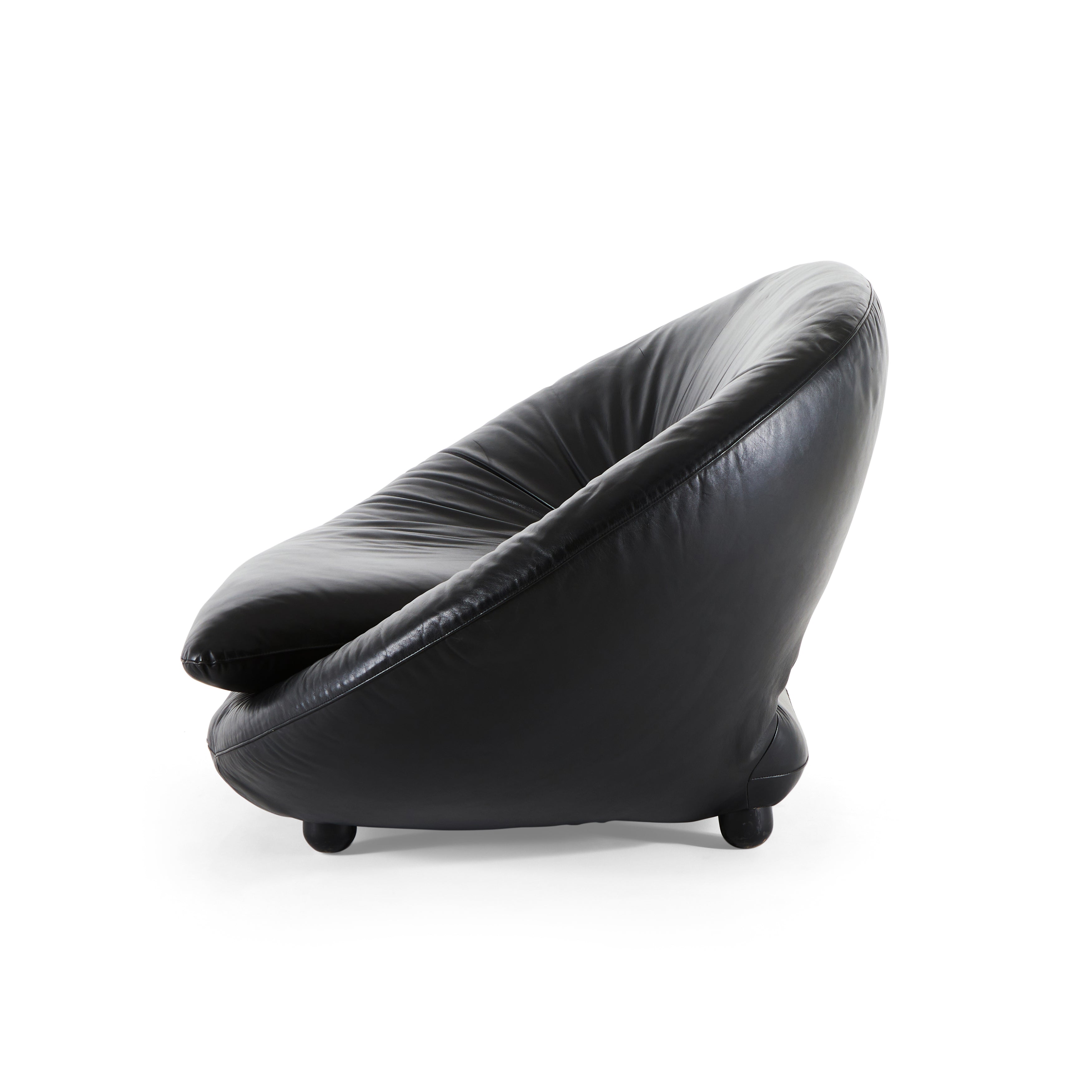 Black Leather Modern Swirl Chair - Gil & Roy Props