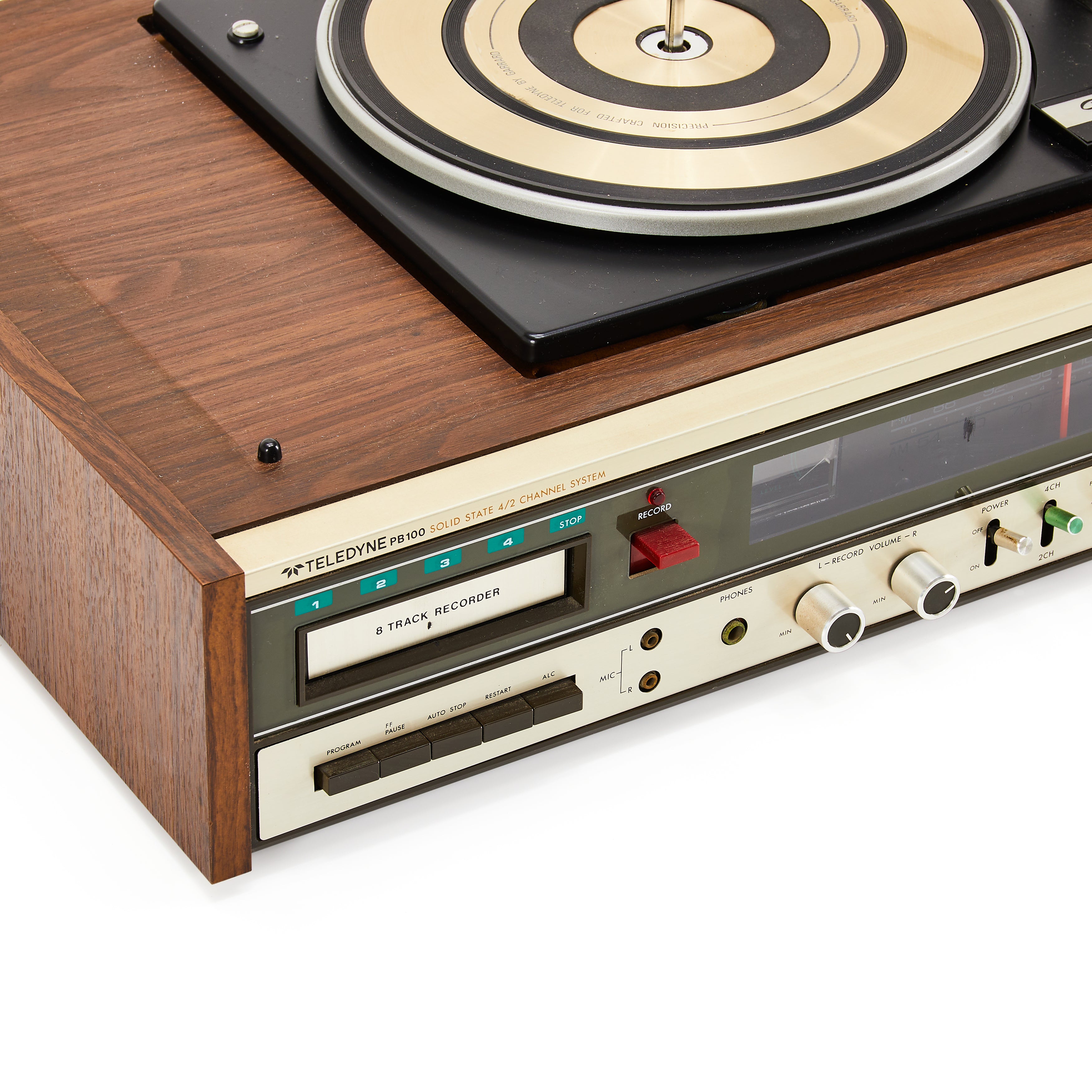 Vintage Wood Turntable with Brown Lid - Gil & Roy Props