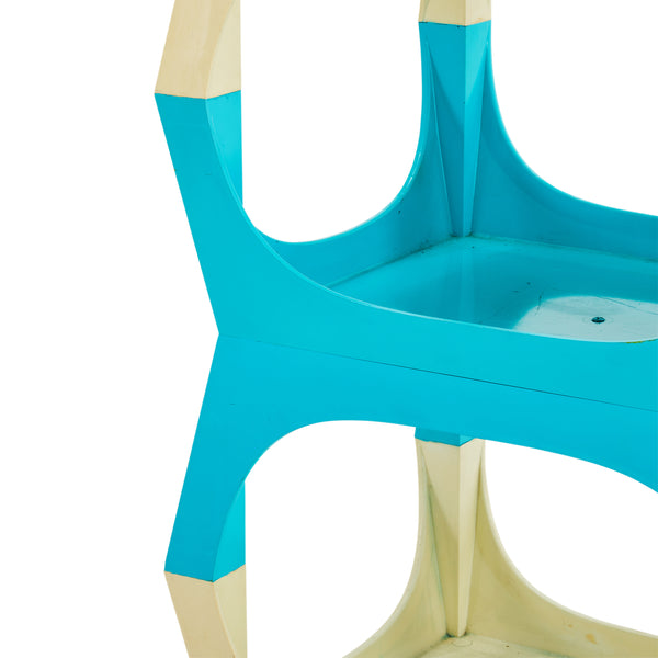 Blue and White Plastic Tower Shelf - Gil & Roy Props