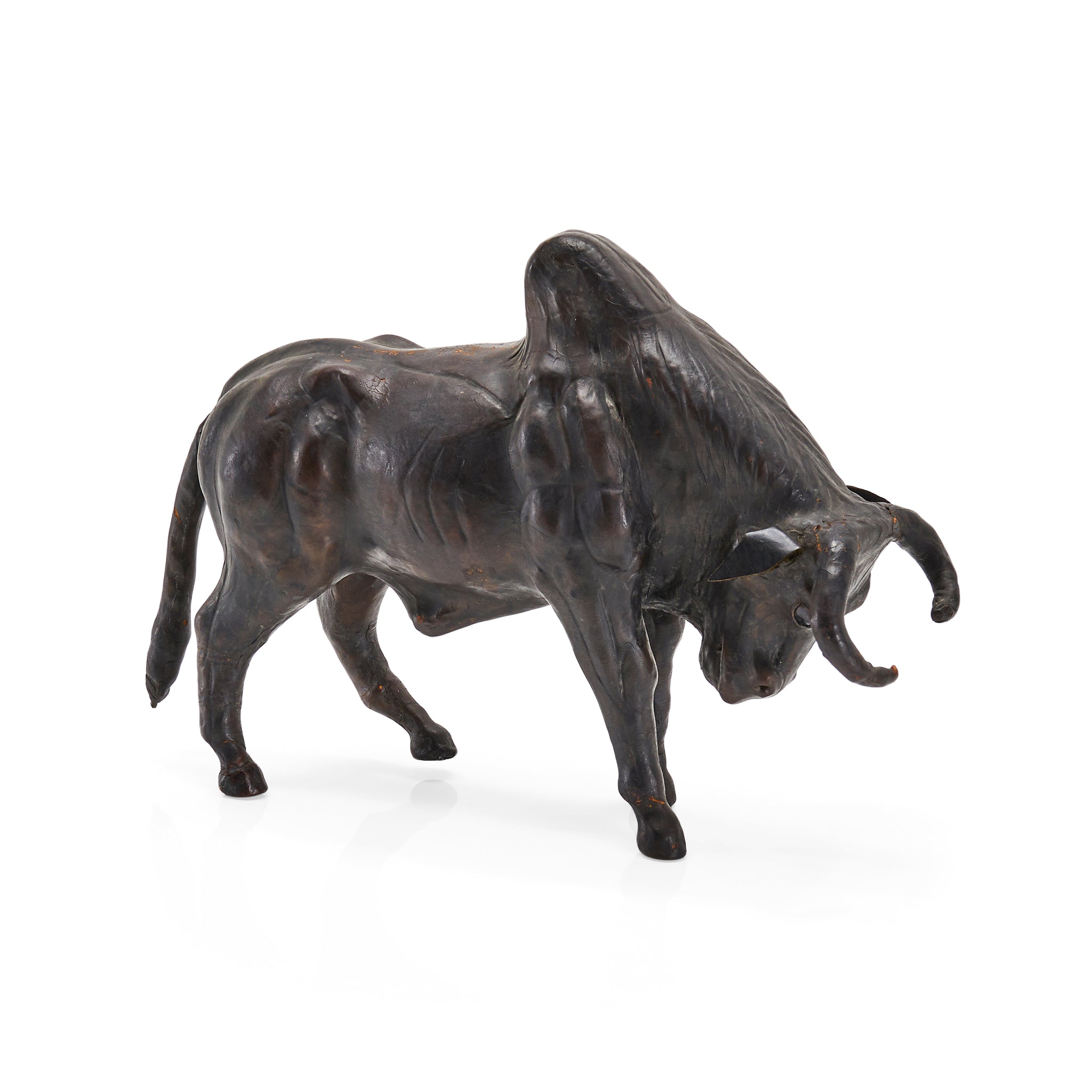 Brown Leather Small Bull Sculpture - Gil & Roy Props