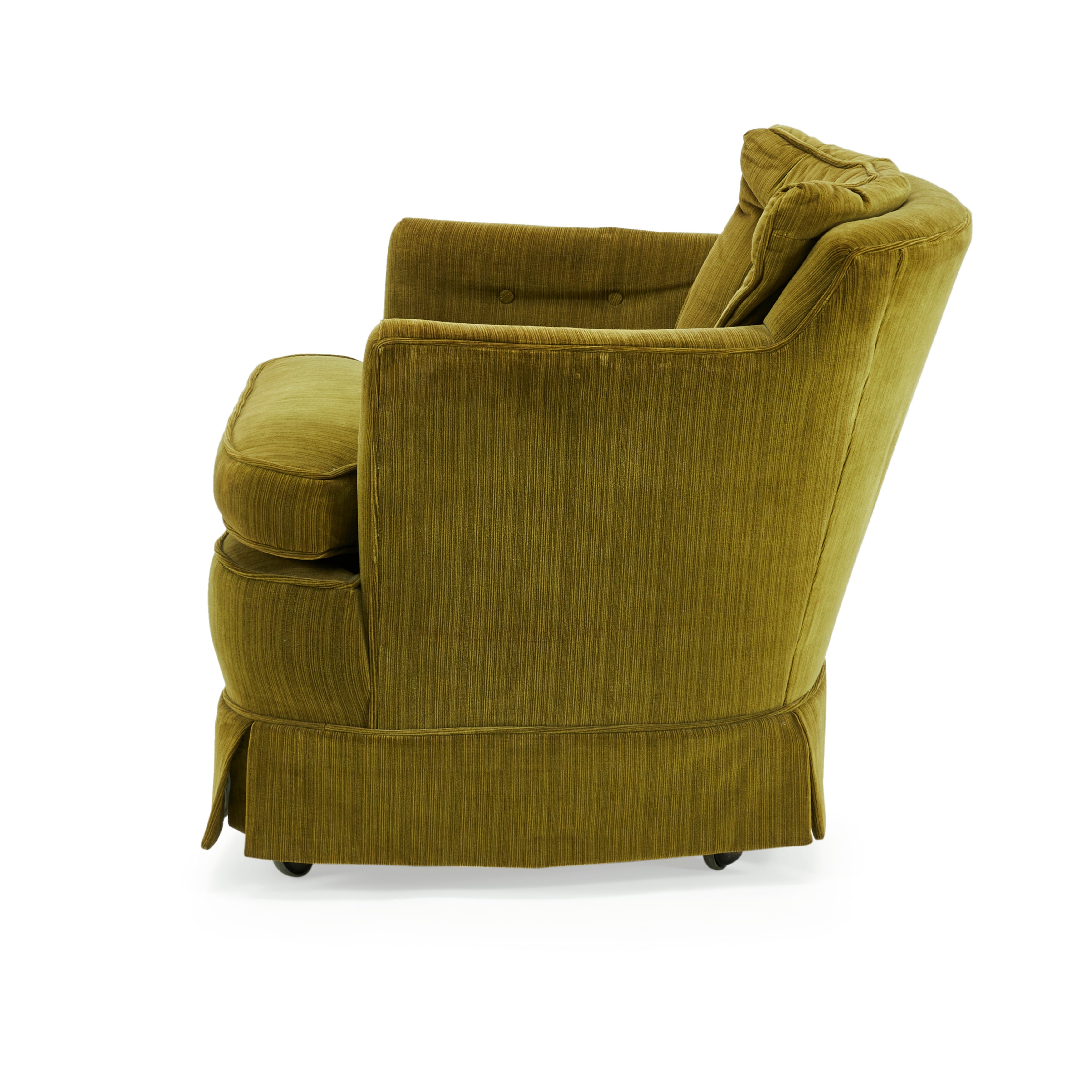 Green Upholstered Tufted Arm Chair - Gil & Roy Props