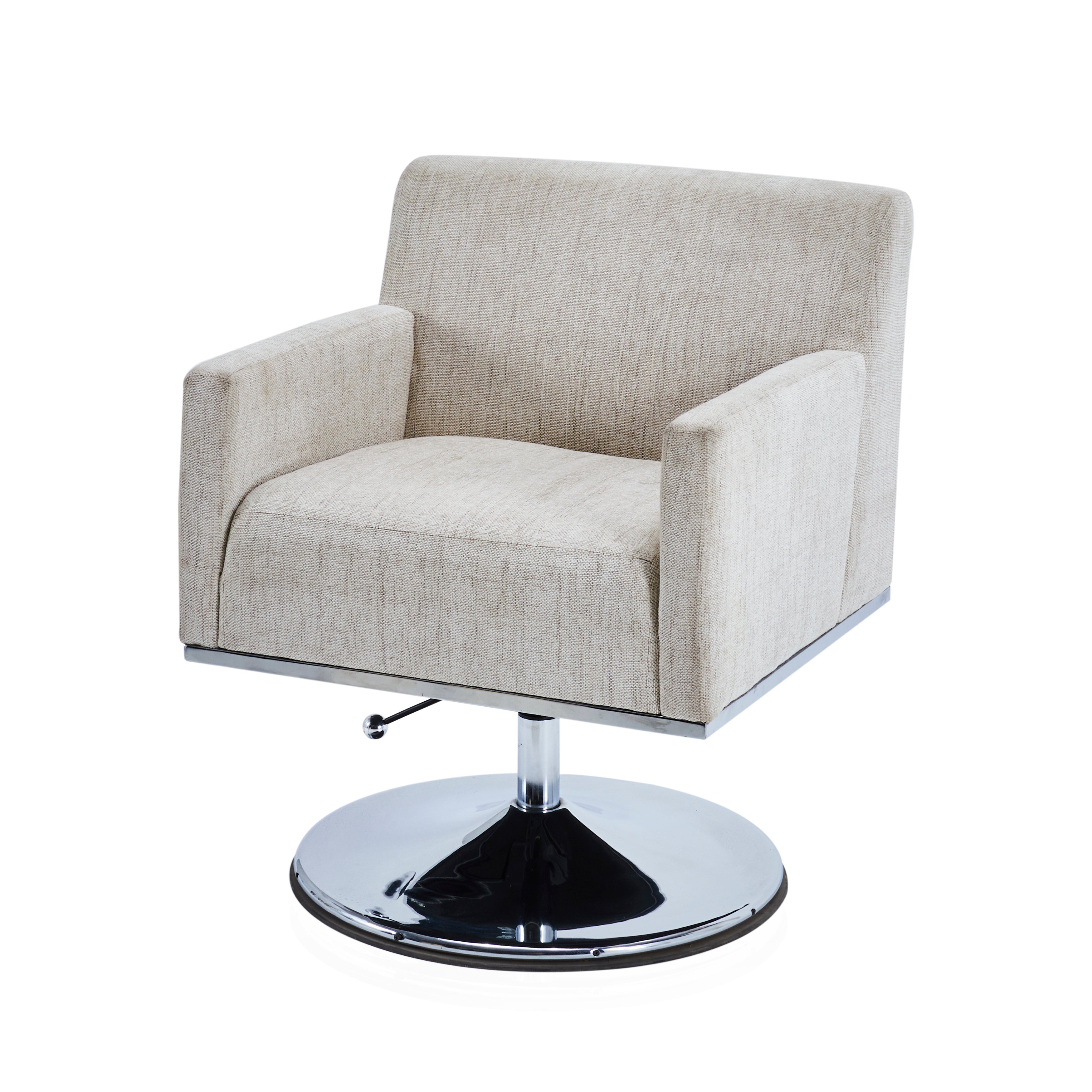 Beige Square Adjustable Chair with Chrome Tulip Base - Gil & Roy Props