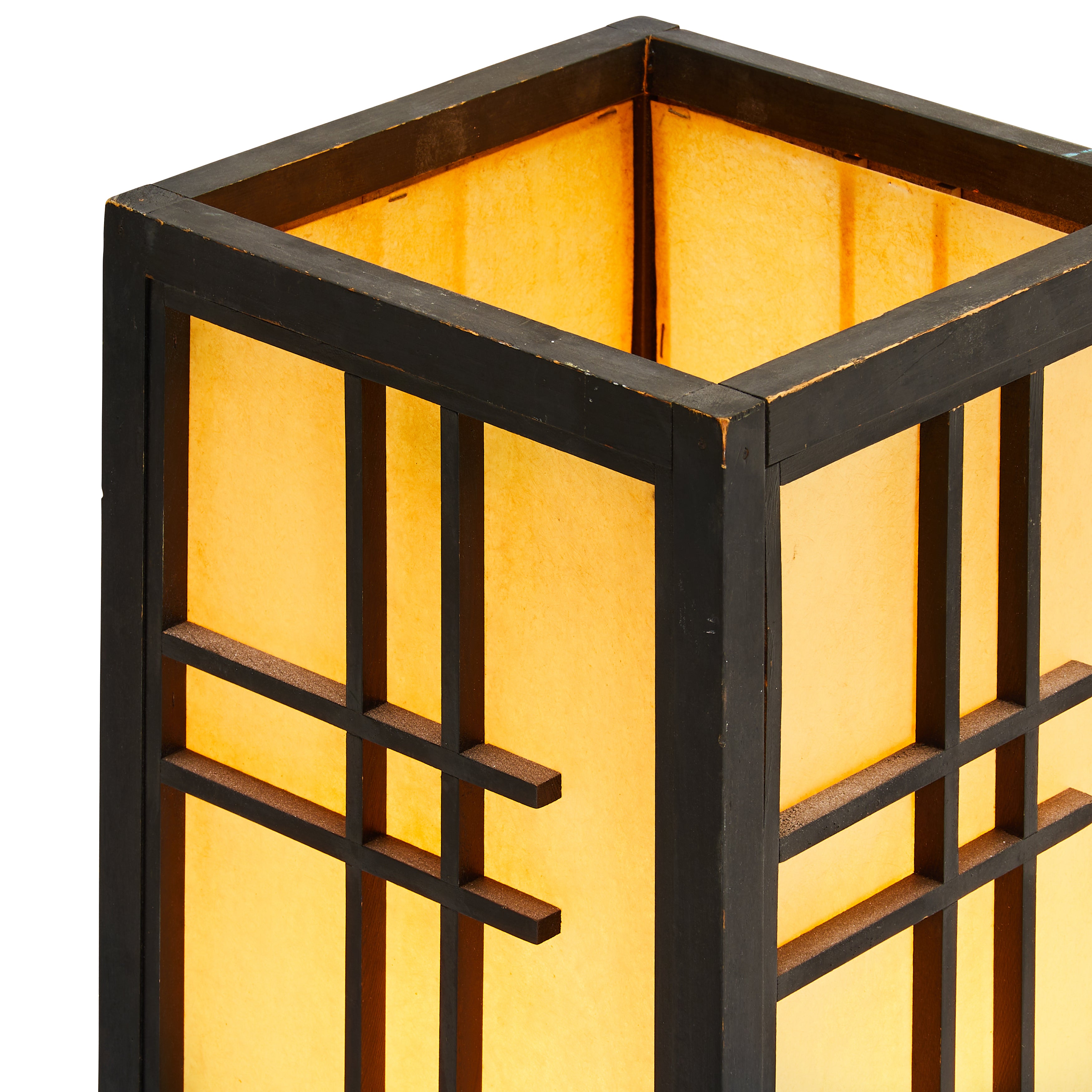 Black Wood and Paper Japanese Style Table Lamp - Gil & Roy Props
