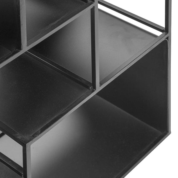 Square Black Metal Grid Wall Shelf - Gil & Roy Props