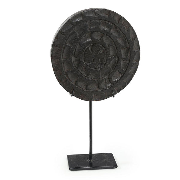 Wood Dark Round Clover Printing Block on Stand (A+D) - Gil & Roy Props