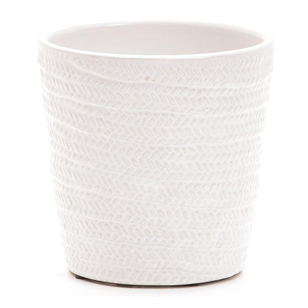 White Ceramic Pot with Braided Detail (A+D) - Gil & Roy Props
