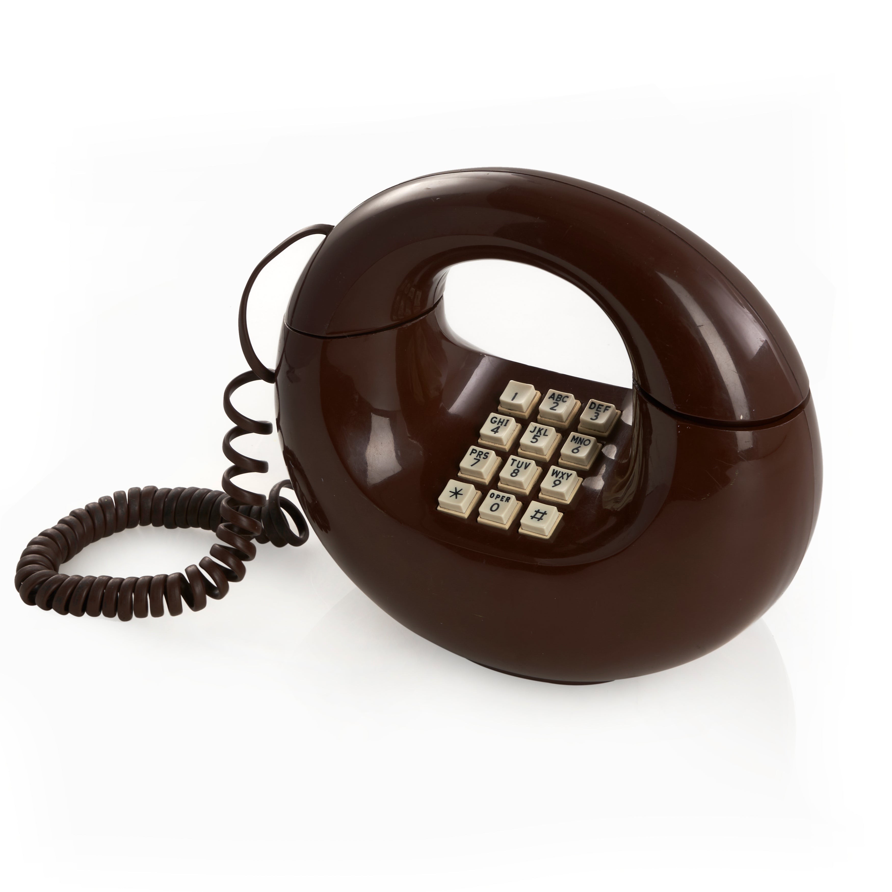 Brown Circle Push-Button Telephone - Gil & Roy Props