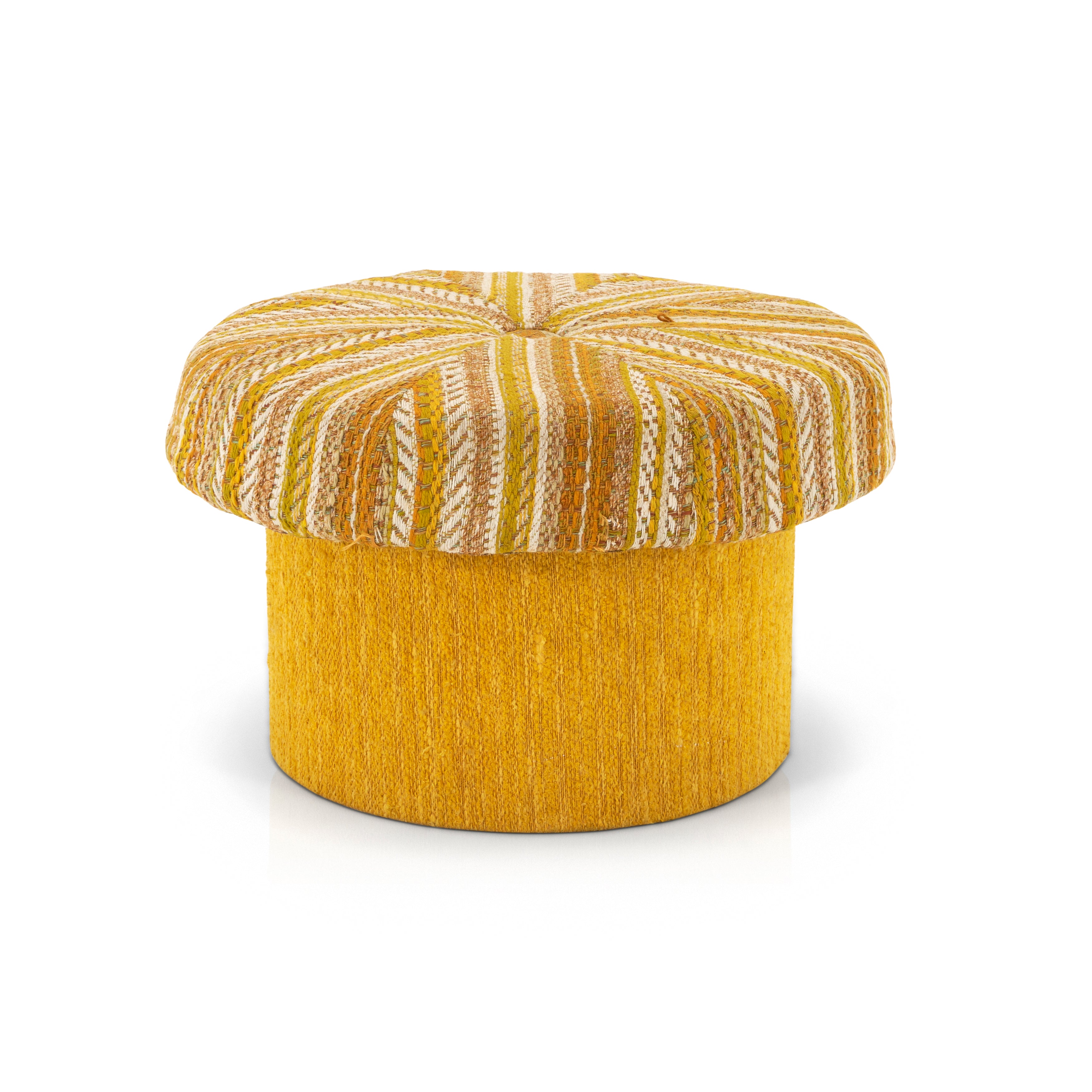 Yellow Upholstered Ottoman Stool - Gil & Roy Props