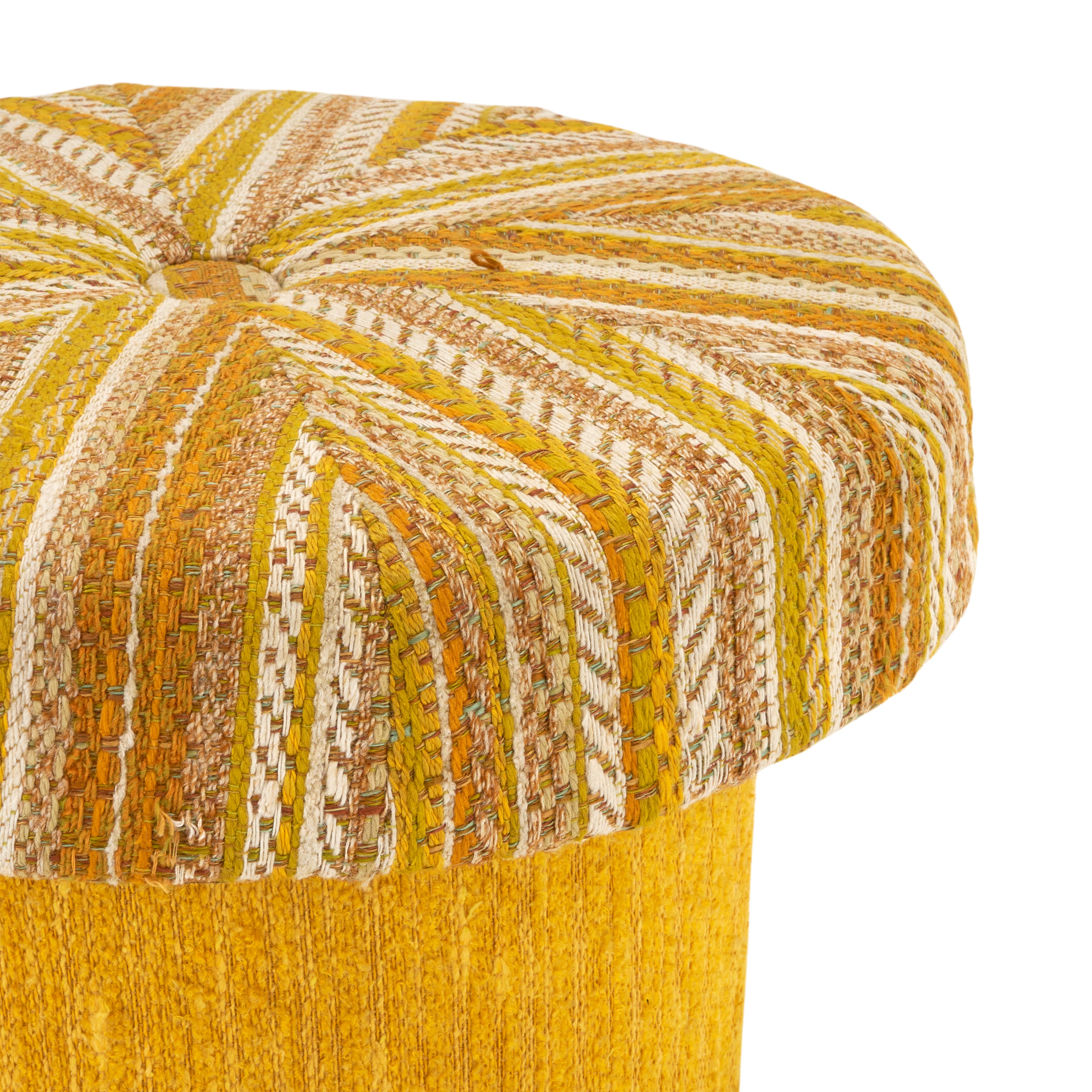 Yellow Upholstered Ottoman Stool - Gil & Roy Props
