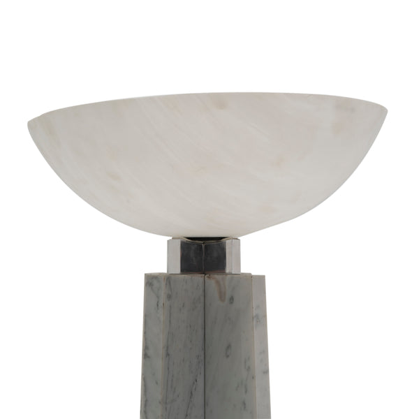Grey Marble Pillar Torchiere Floor Lamp - Gil & Roy Props