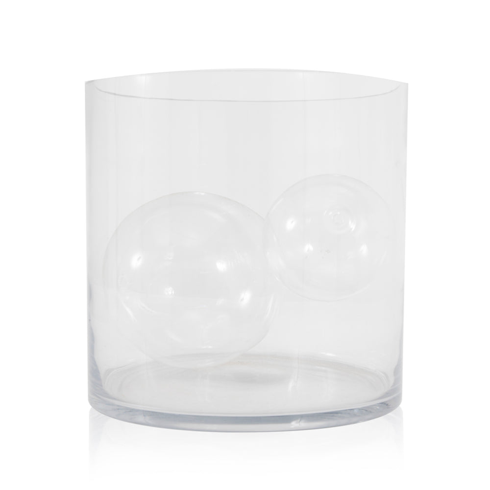 Glass Cylinder with Bubble Spheres (A+D) - Gil & Roy Props