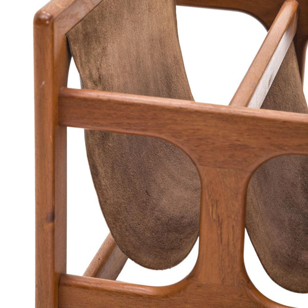 Wood & Leather Double Sling Magazine Rack - Gil & Roy Props