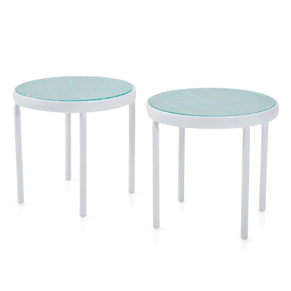 White Tempered Glass Side Table - Gil & Roy Props