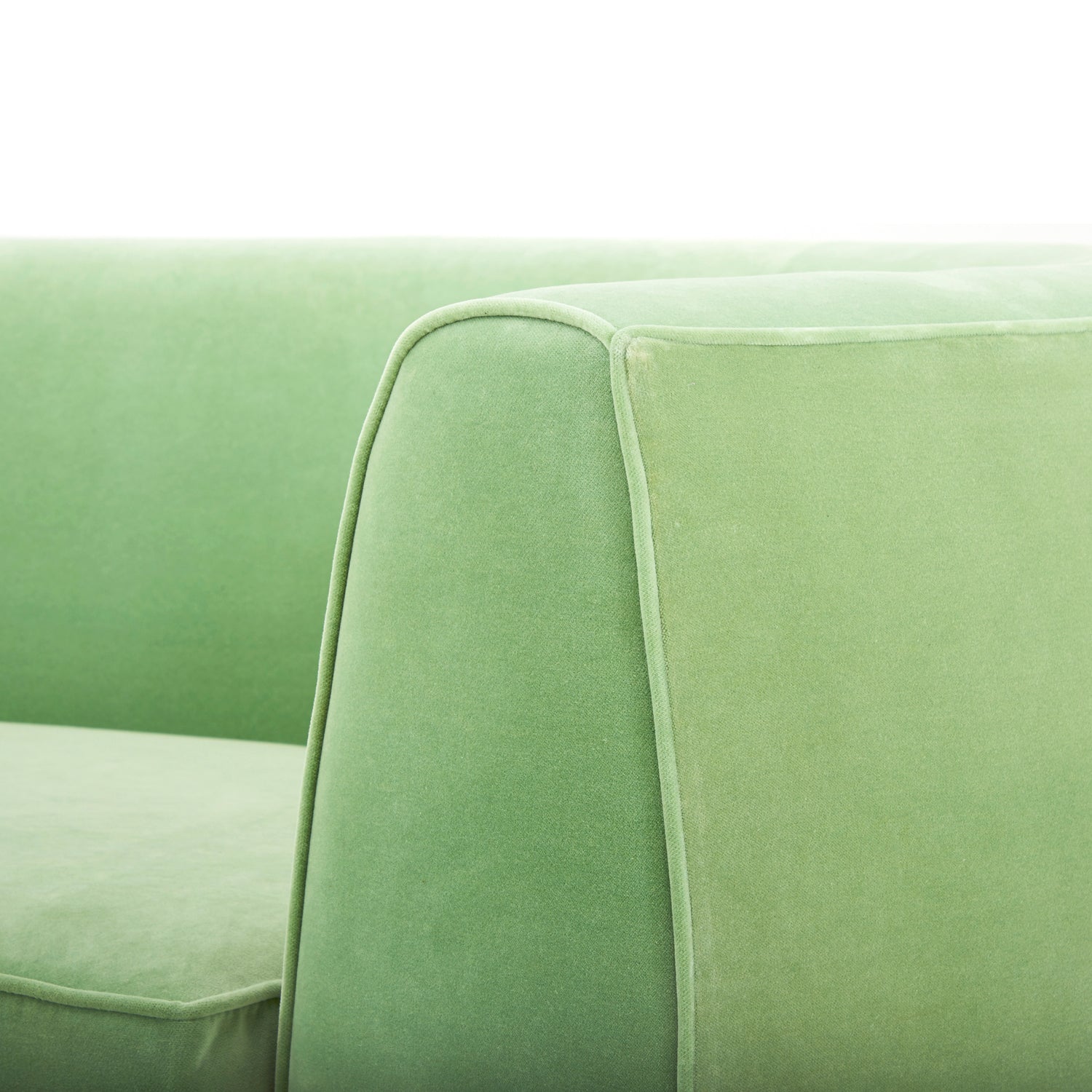 Curved Mint Green Velvet Sofa - Gil & Roy Props